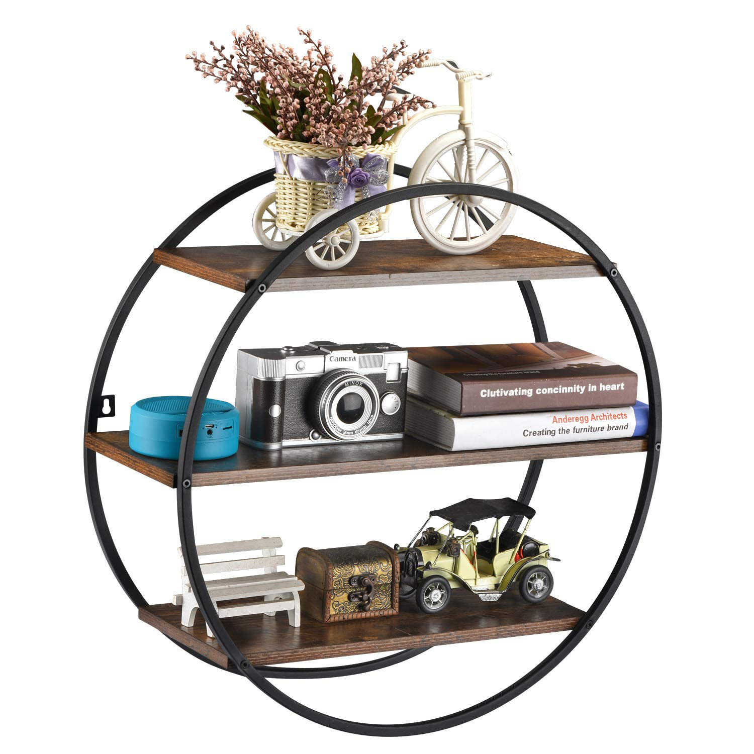 17 Stories Brayville 3 Piece Circle Floating Shelf with Adjustable ...
