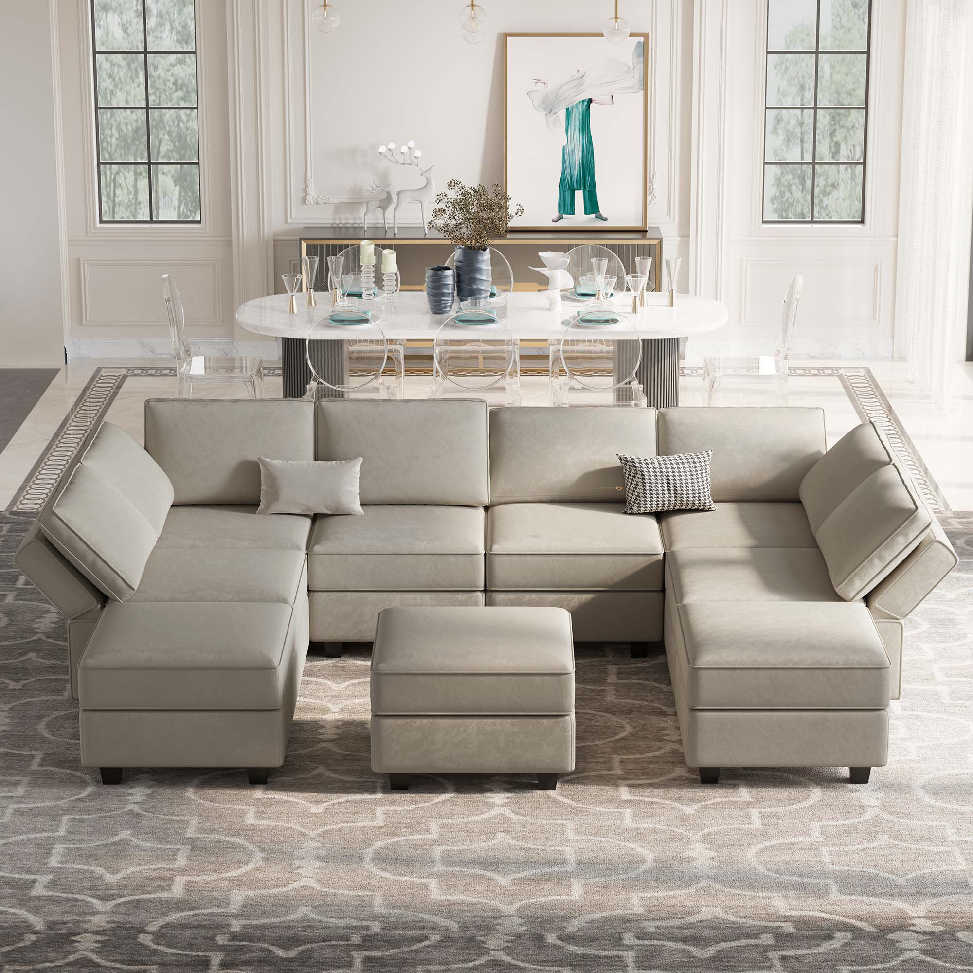 Ebern Designs Wylodene 116.6'' Variable Module Velvet Sofa Bed ...