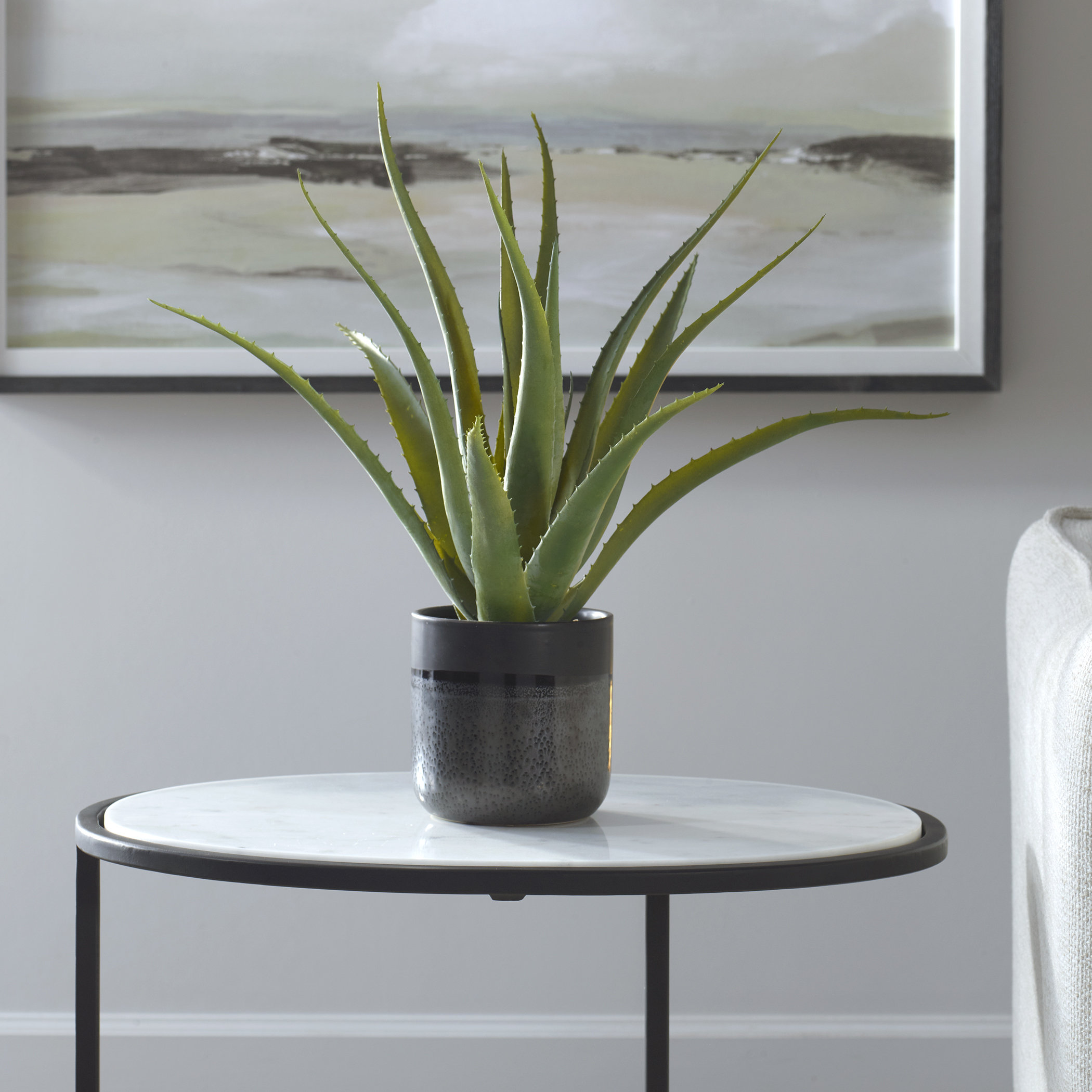 Hokku Designs Kemel 19" Preserved Aloe Plant Stand in Pot | Wayfair