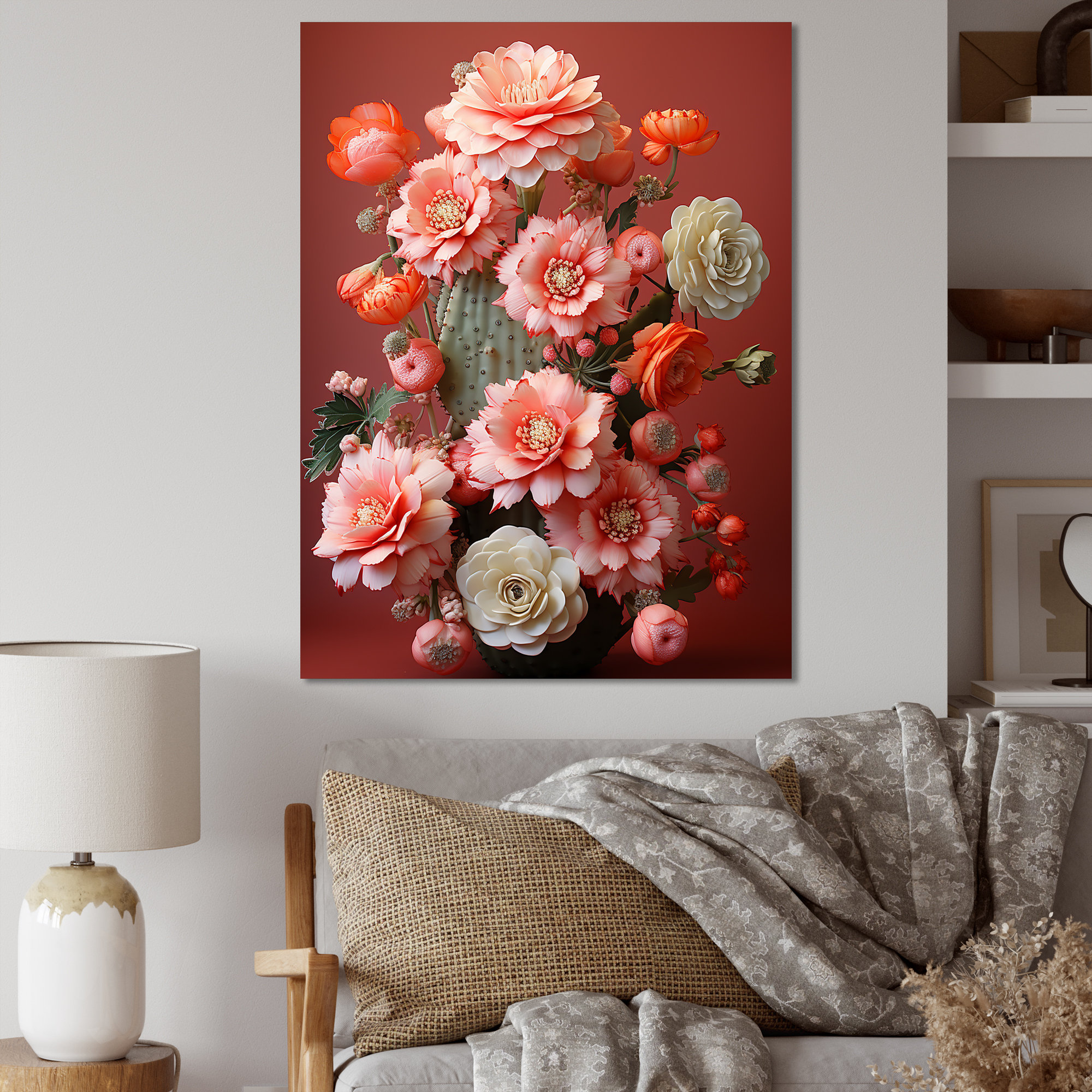 Design Art Coral Cluster Cactus Collage I - Cactus Wall Decor | Wayfair