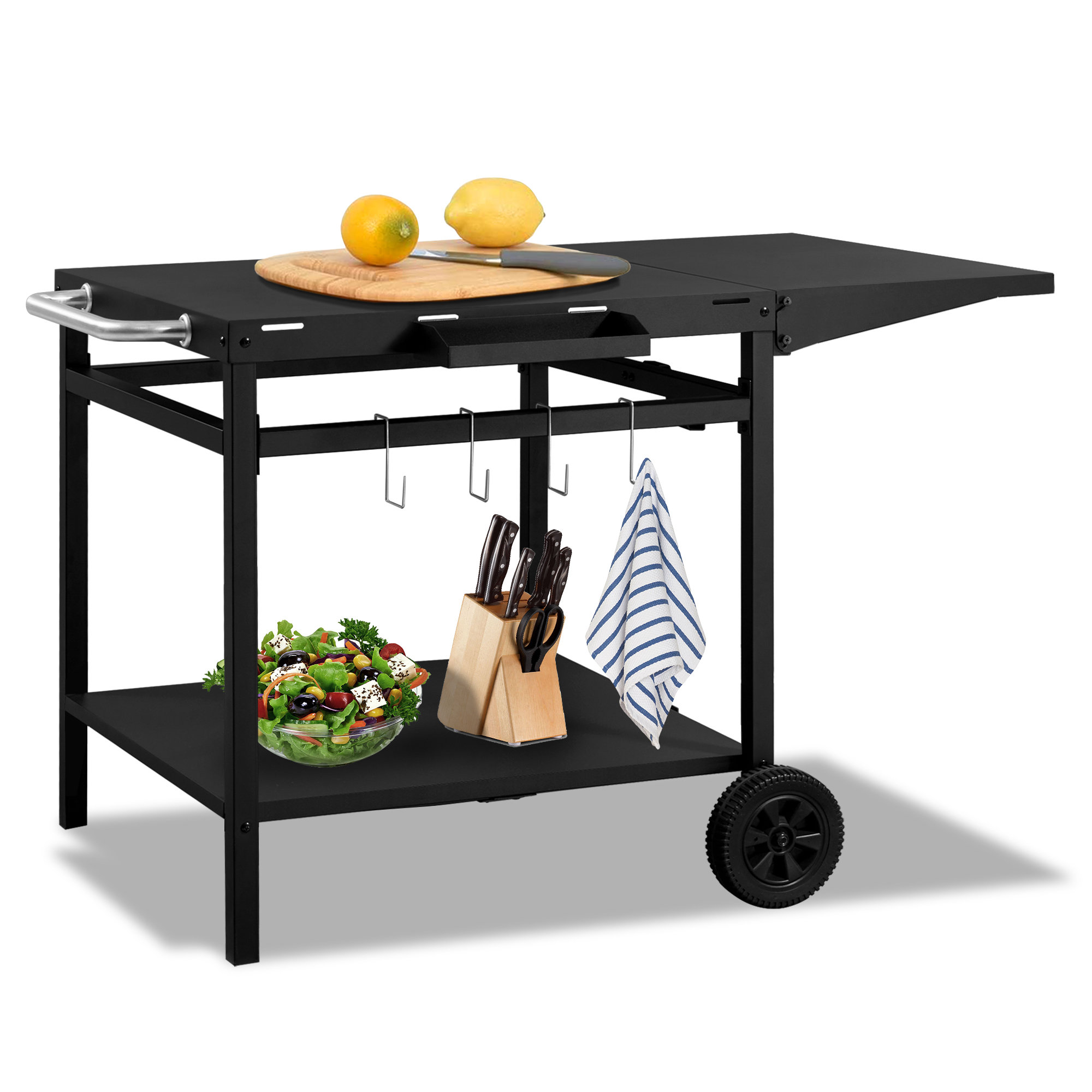Arlmont & Co. Kris Outdoor Grill Cart Pizza Oven Trolley Stand Double ...