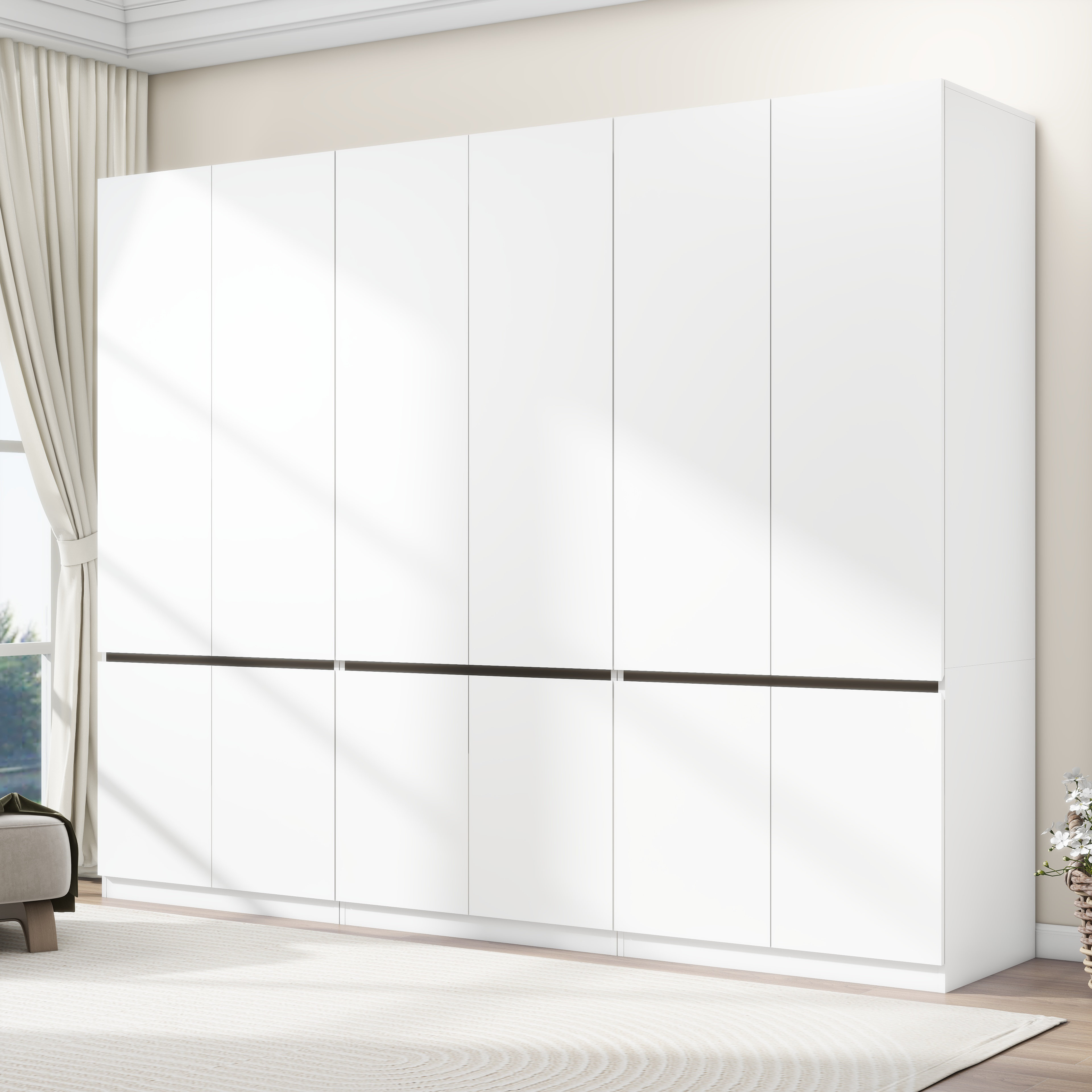 Latitude Run® White Armoire Wardrobe Closet: 75" Corner Wardrobe Closet ...