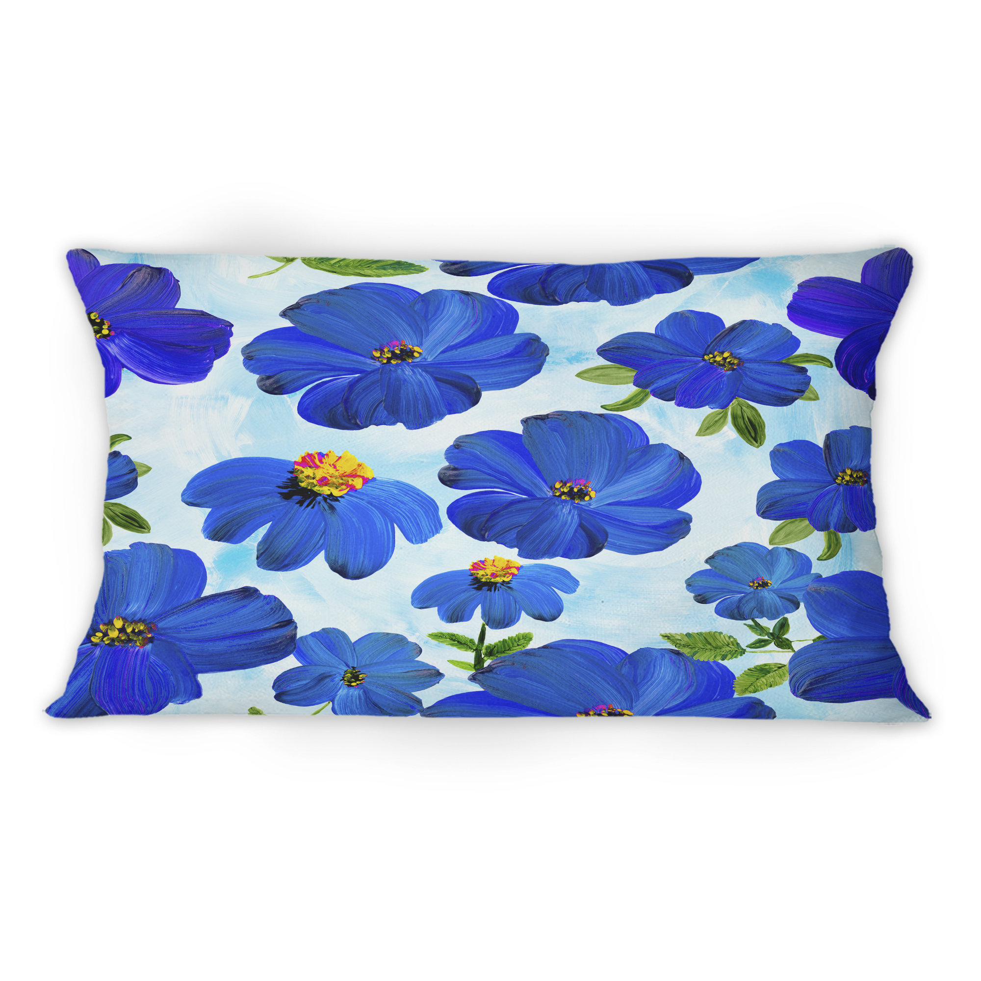 Design Art Abstract Blue Flowers On Light Blue - Patterned Printed ...