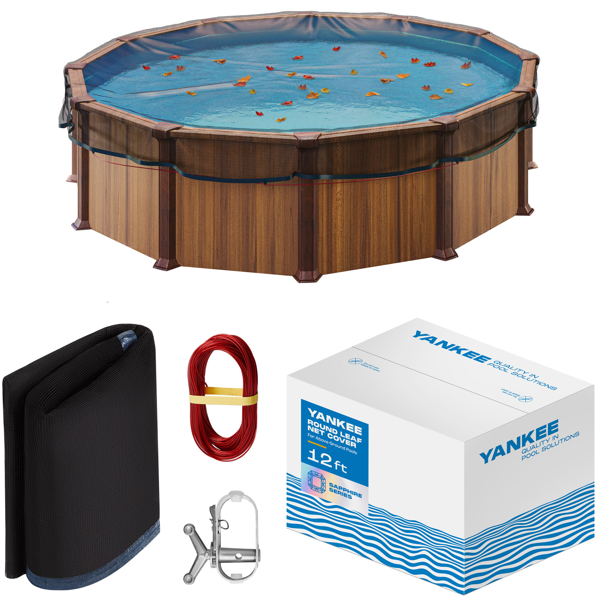 Yankee Pool Pillow Yankee Pool Leaf Net Cover For Round Pool Heavy-Duty ...