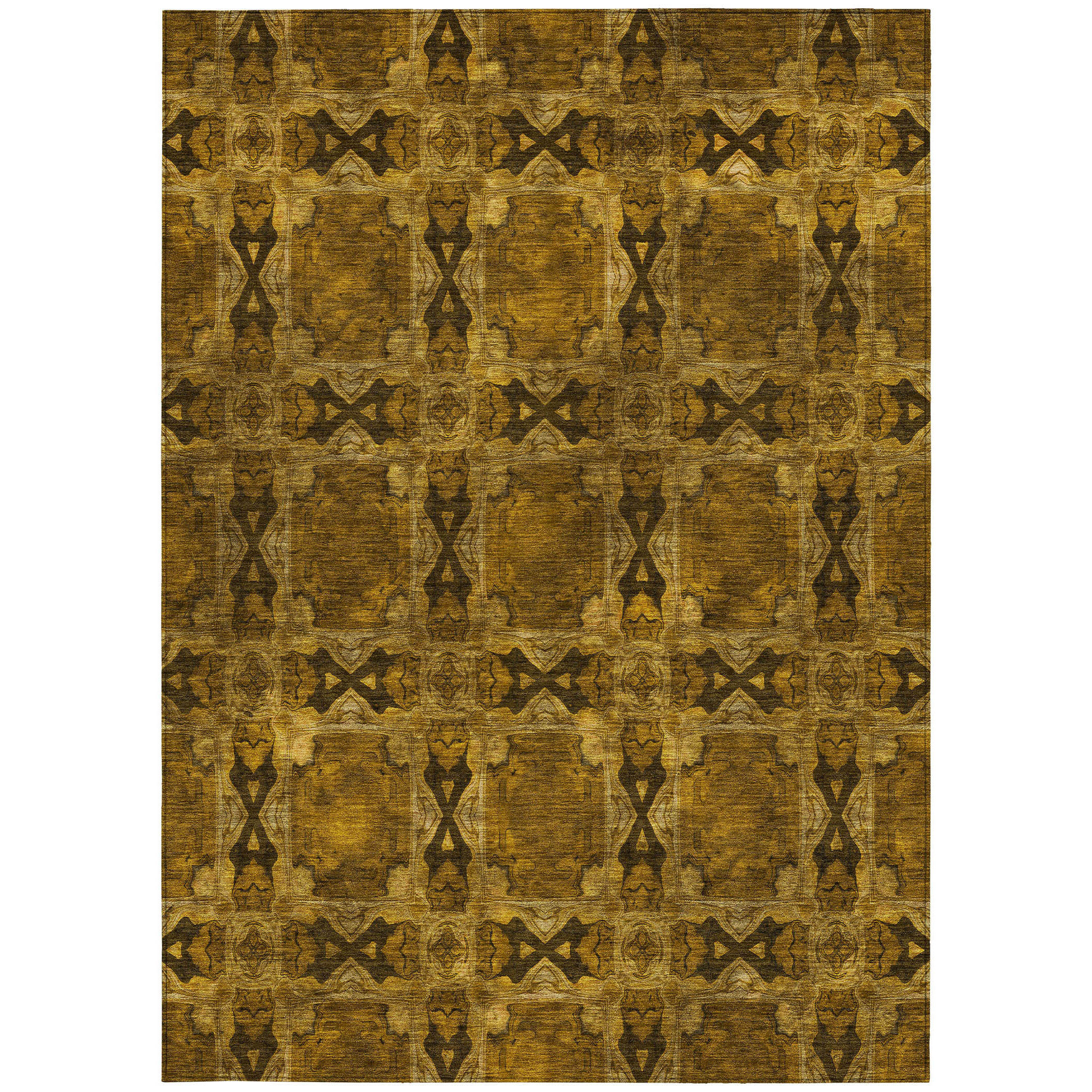 HomeRoots 10' X 14' Chocolate Floral Medallion Washable Non Skid Indoor ...