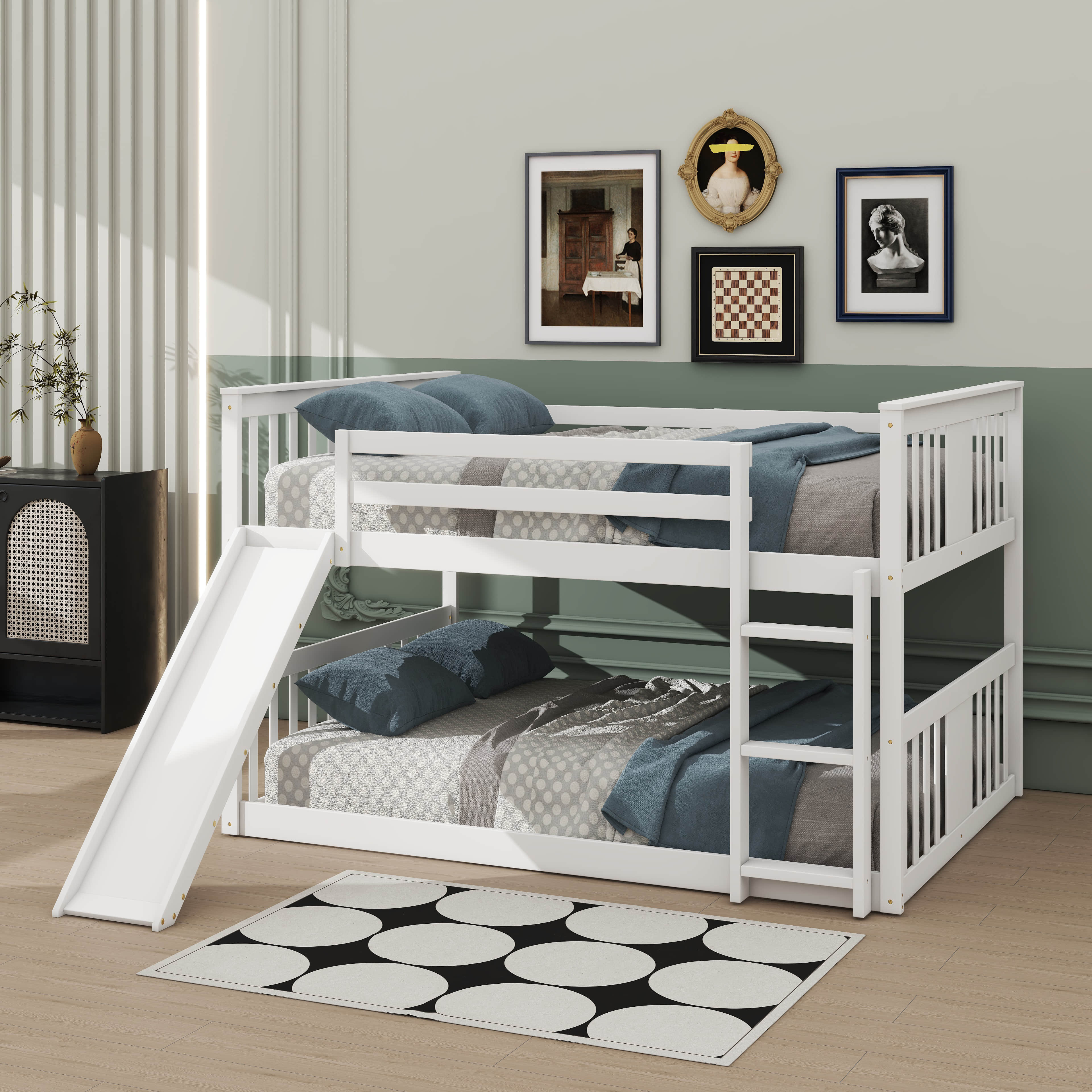 Harriet Bee Exciting Full-Over-Full Bunk Bed With Ladder And Fun Slide ...