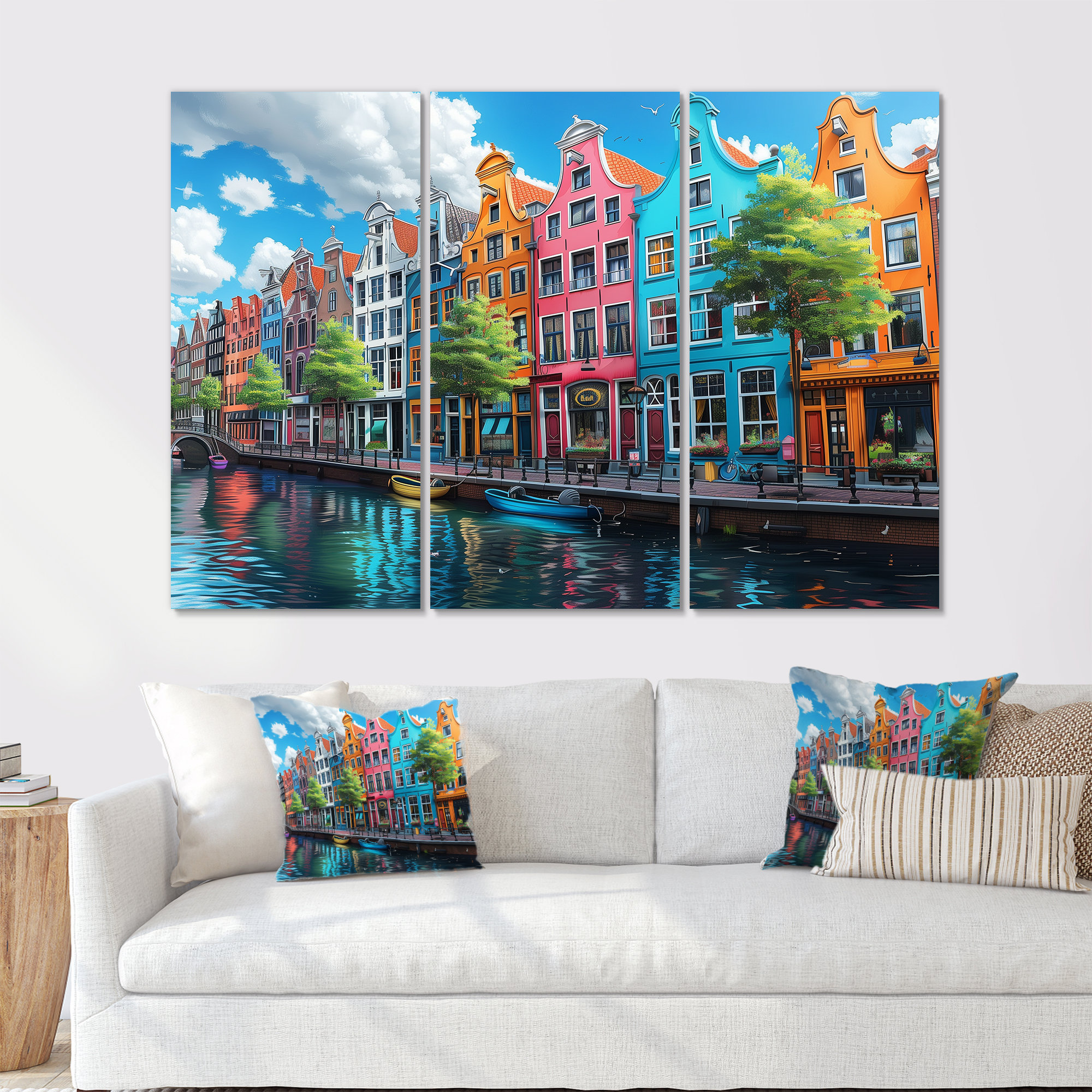 Design Art Netherlands Colorful High Detail Canals I - Netherlands Wall ...