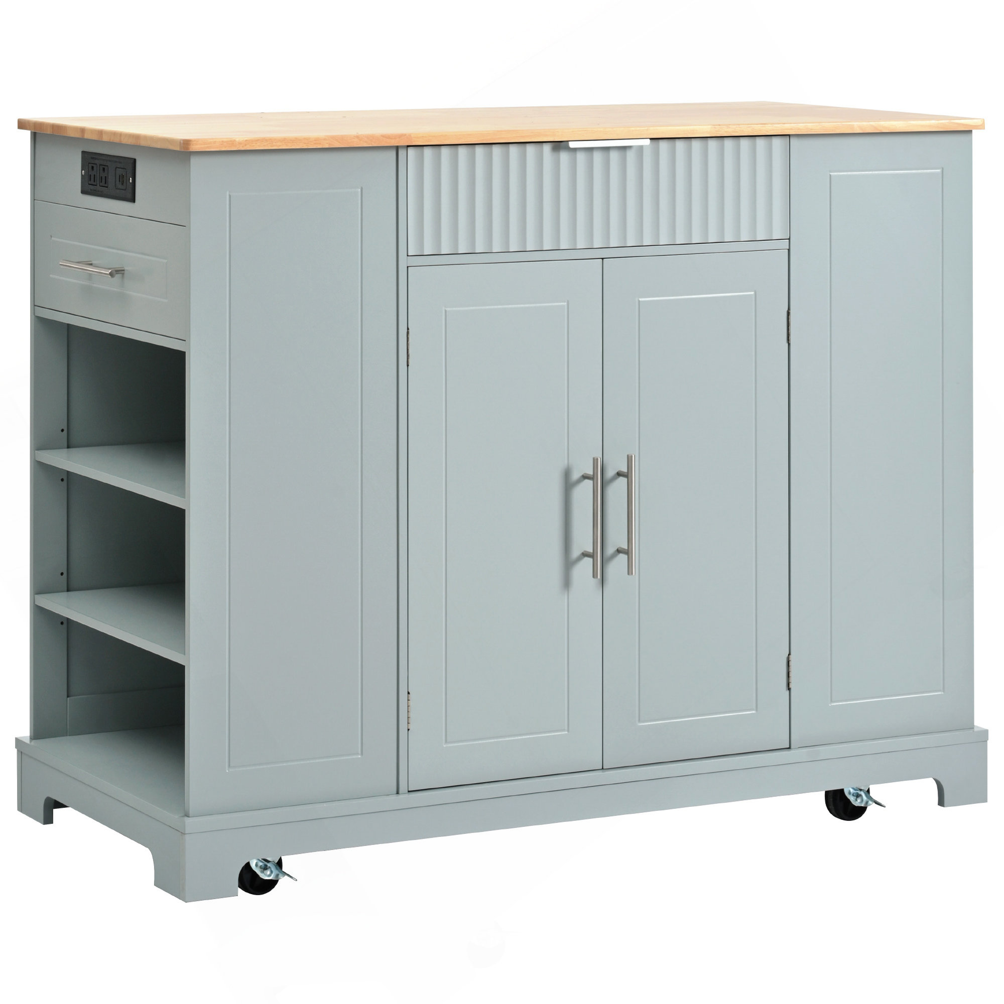 Mr Hua Versatile Fluted Kitchen Island With Multiple Storage Options ...