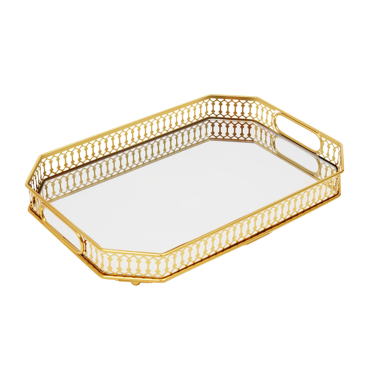 Everly Quinn Vintage Metal Octagon Mirror Surface Tray (Rectangle ...