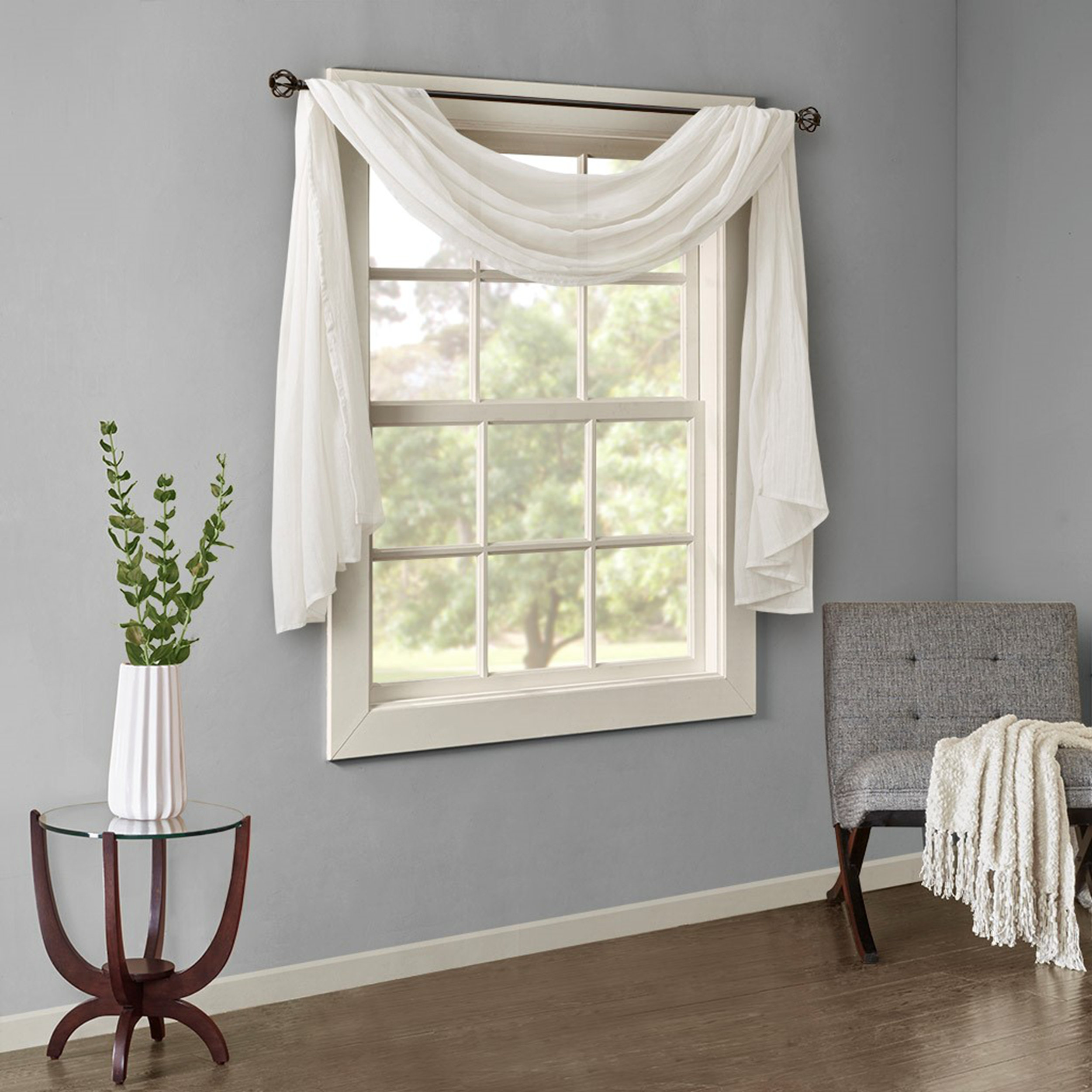 Latitude Run® Elegant Solid Crushed Sheer Window Scarf | Wayfair