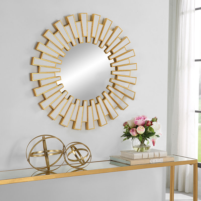 Everly Quinn Vivant Sunburst Wood Wall Mirror | Wayfair