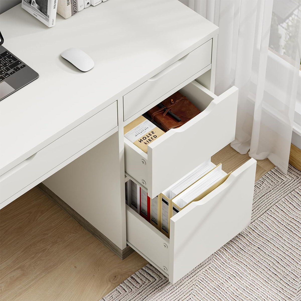 Ebern Designs Computer Desk with 4 Drawers & Reviews | Wayfair