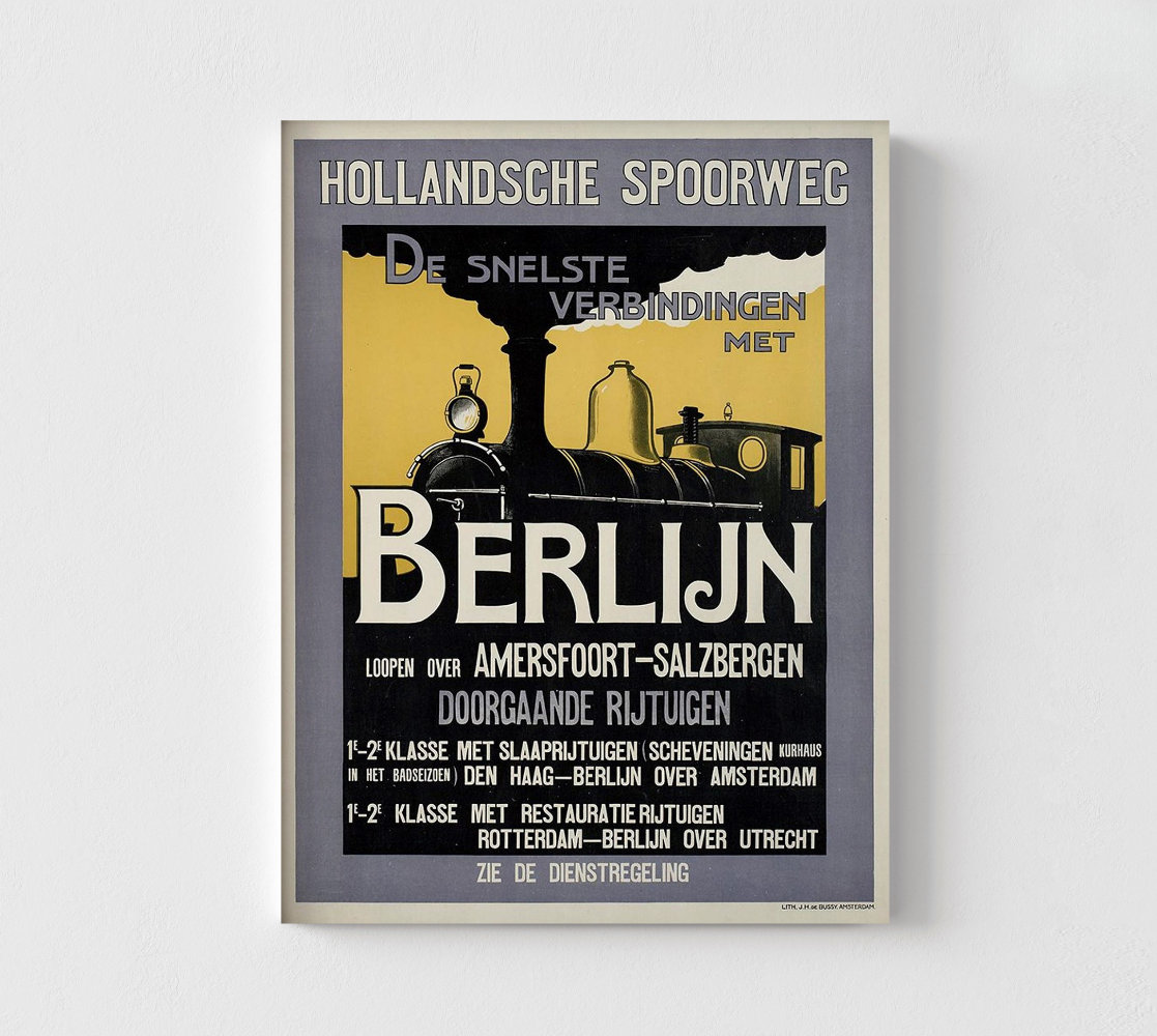 WeFrameArt Train Travel Vintage Poster, Retro Berlin Train Poster Print ...