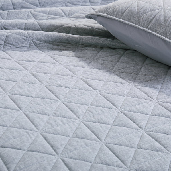 Chaps 3-Piece Jersey Knit Microfiber Quilt And Sham Set - Solid ...