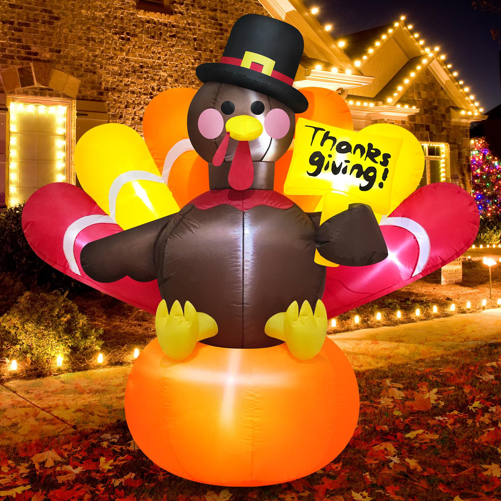 The Holiday Aisle® 5.5FT Thanksgiving Inflatable Turkey Decorations ...