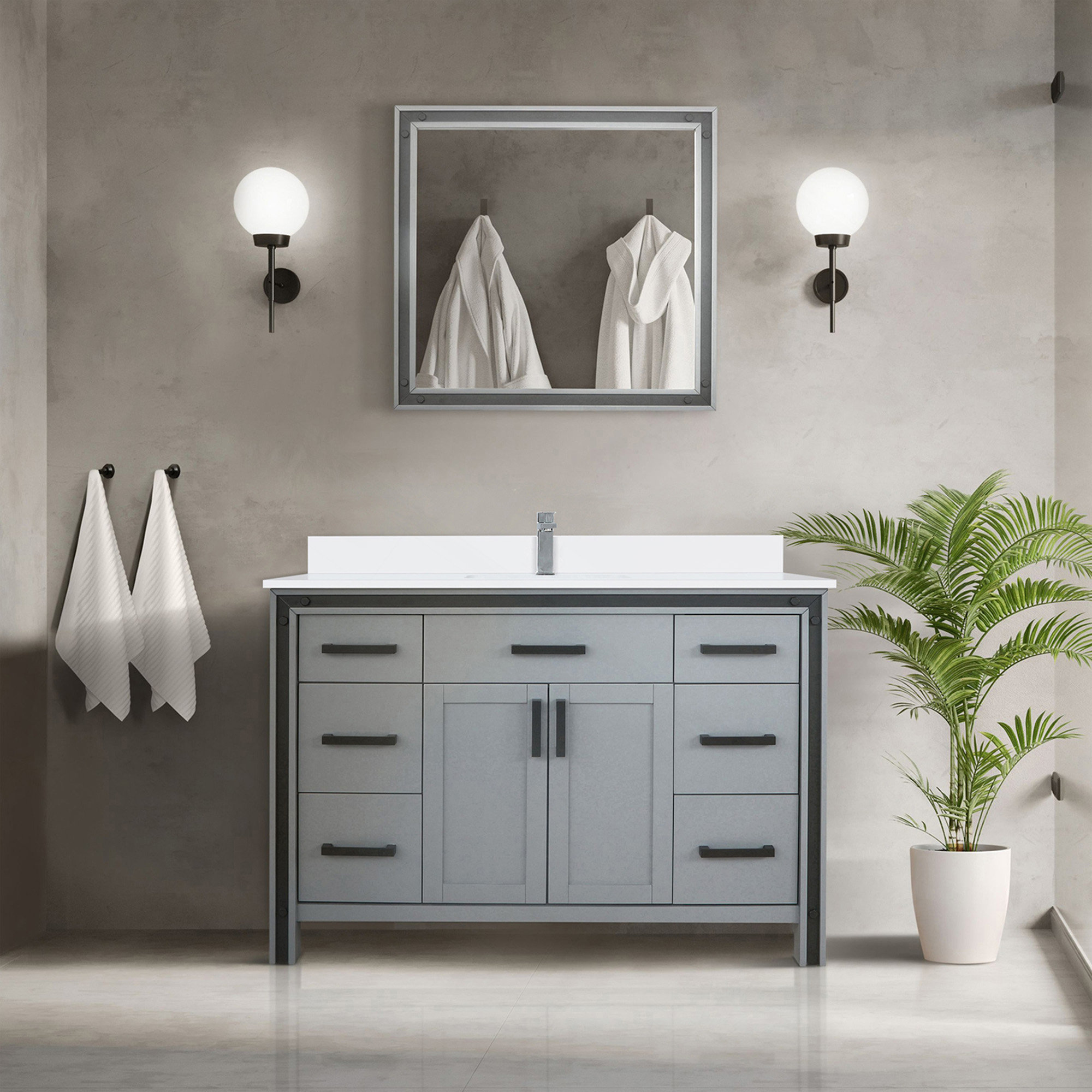 Hokku Designs Dark Grey Bath Vanity 48 In. W X 22 In. D, And 34 In ...
