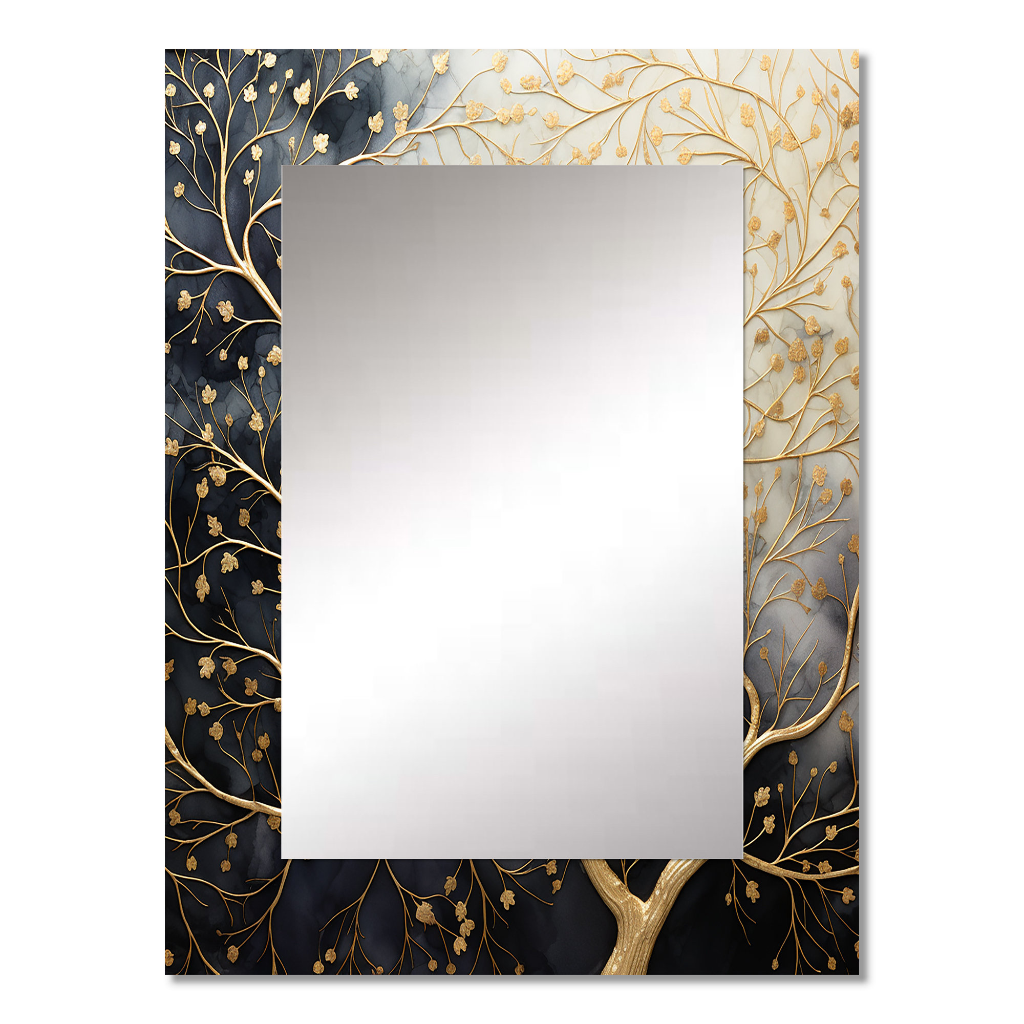 Mercer41 Golden Branch Tree Luminous Tangle II - Monochrome Mirror ...