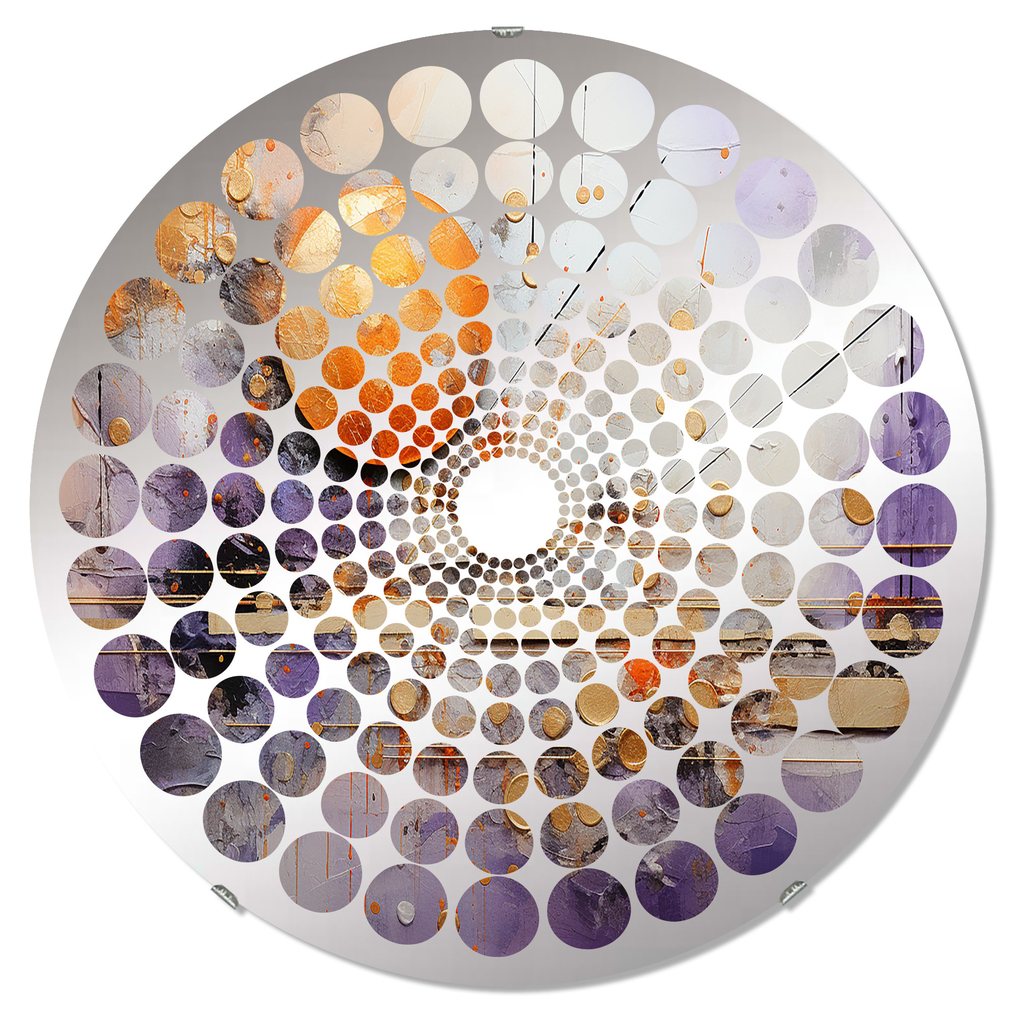 Design Art Collage Fusion I - Radial Dot Decorative Mirror Circle | Wayfair
