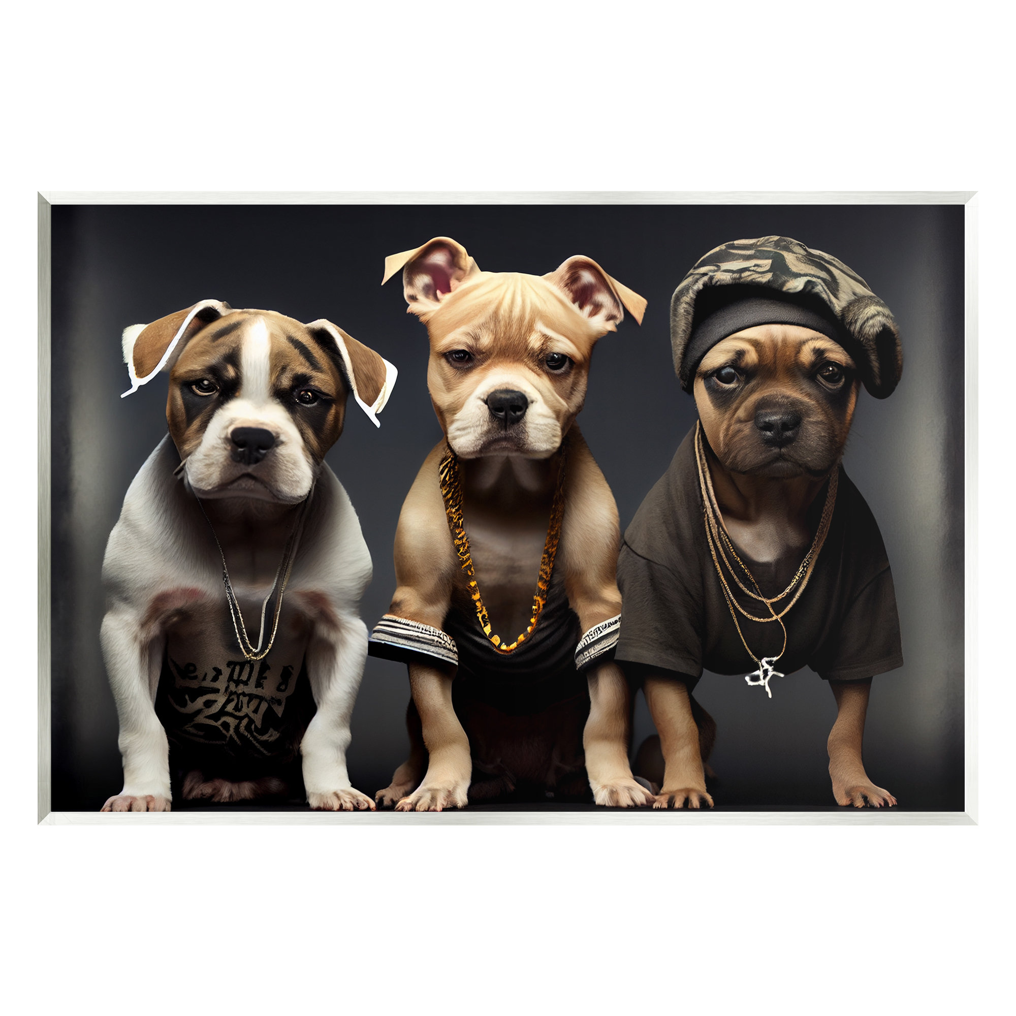 Stupell Industries Gangster Dogs Trio Puppies Wall Plaque Art By ...