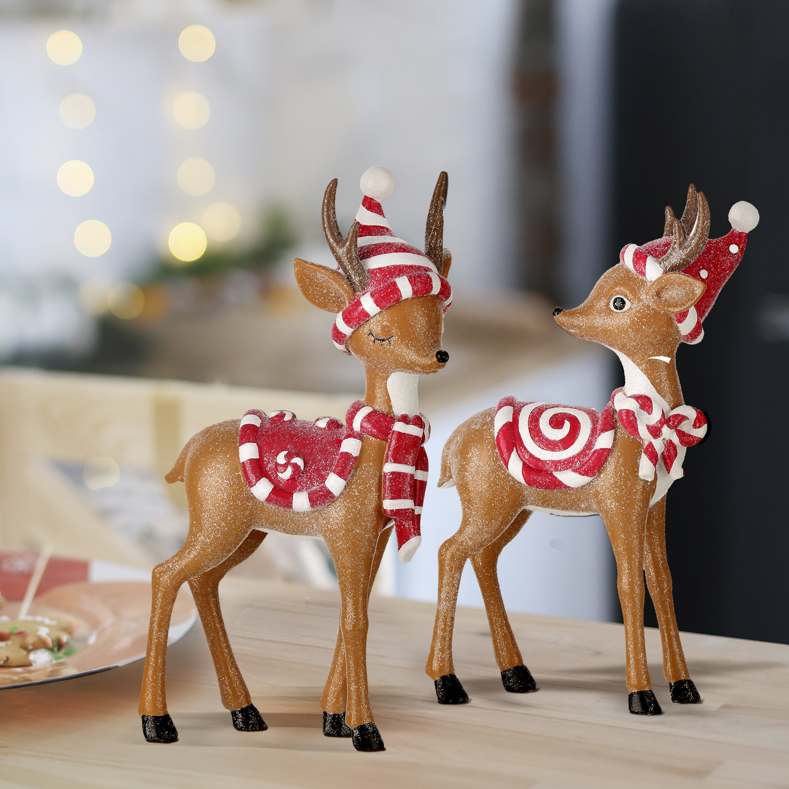 The Holiday Aisle® Resin Sweets Candy Deer set of 2 | Wayfair