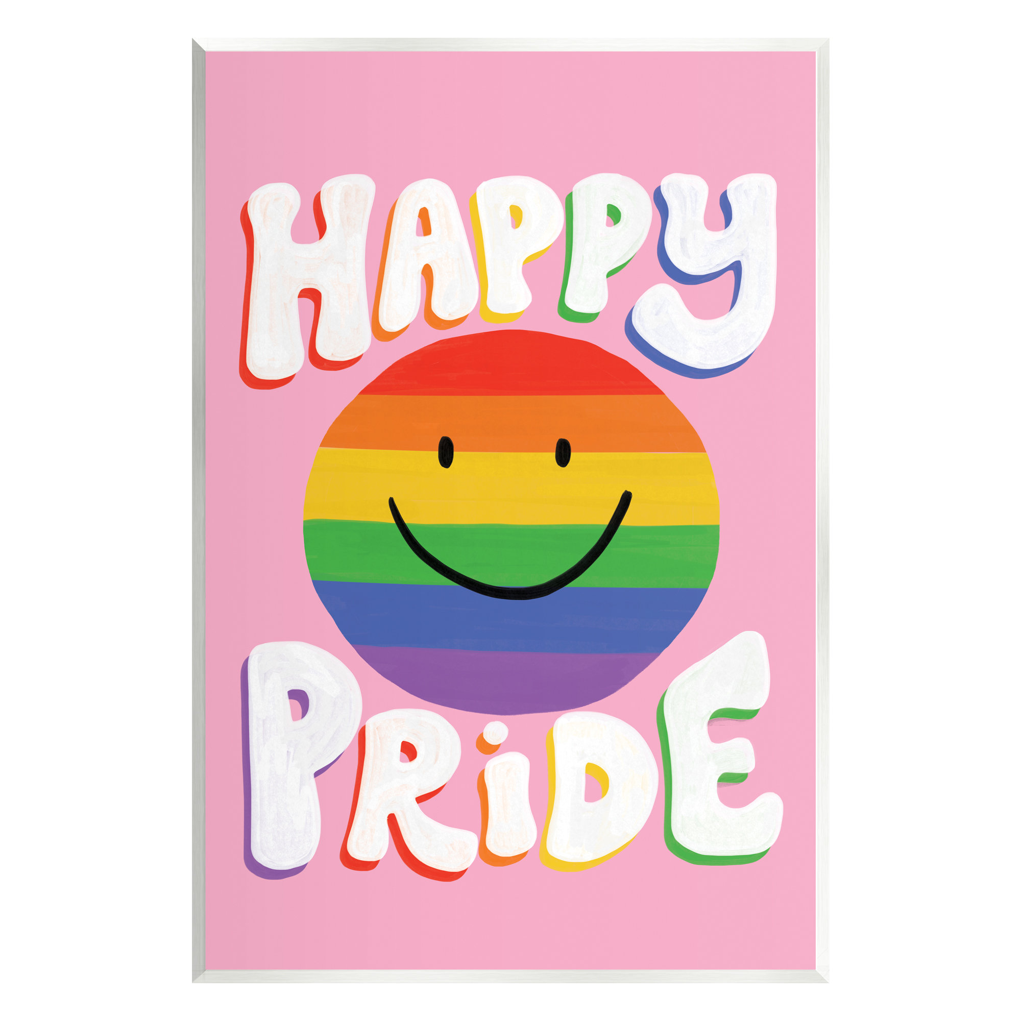 Stupell Industries Happy Pride Retro Rainbow Smiley by Deborah Curiel ...