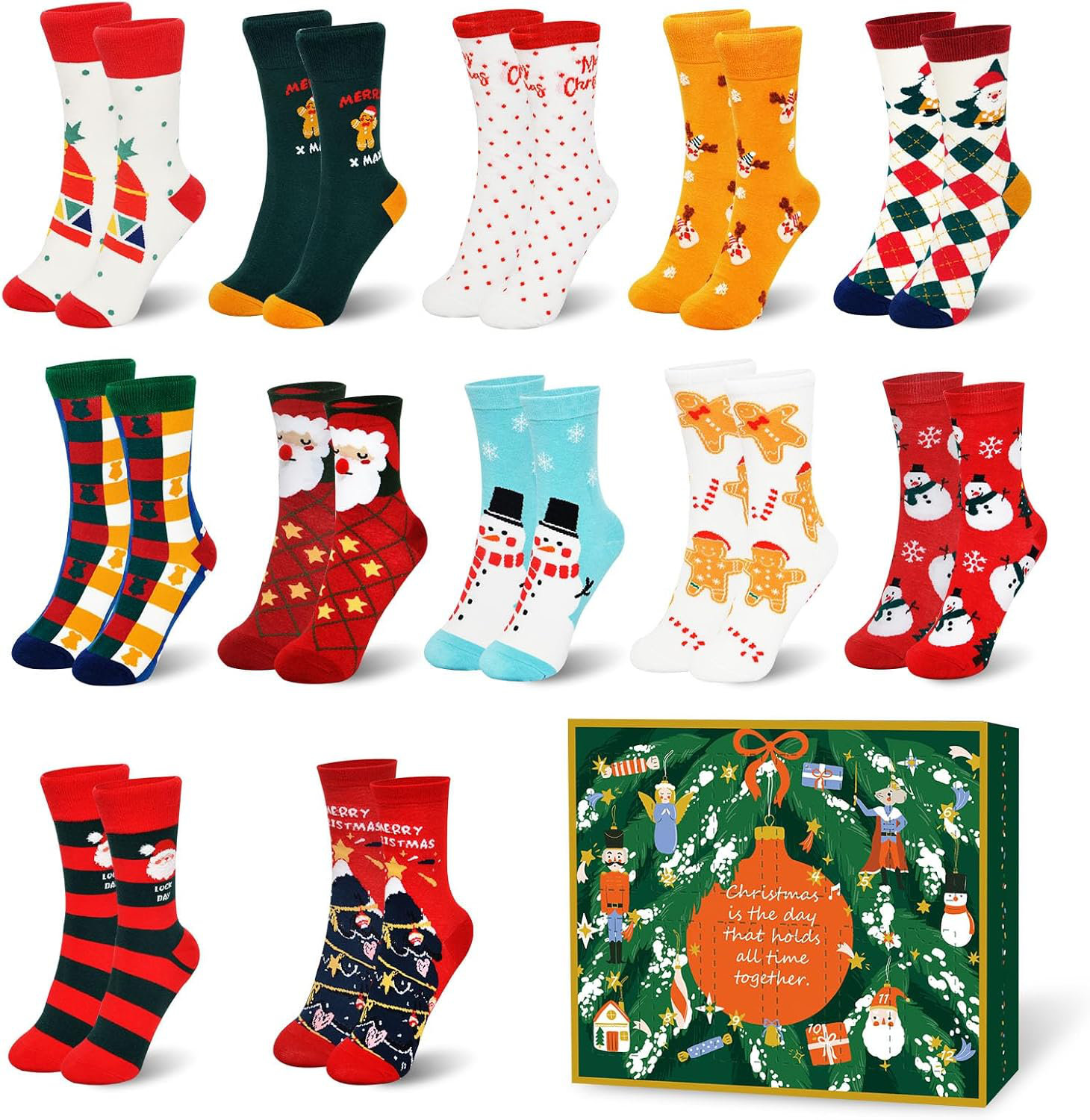 The Holiday Aisle® 12 Days Christmas Sock Advent Calendar for Women ...