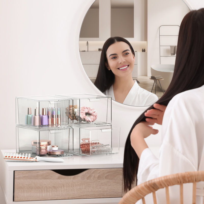 Sorbus 2 Pack Clear Stackable Acrylic Kitchen and Bathroom Drawer ...