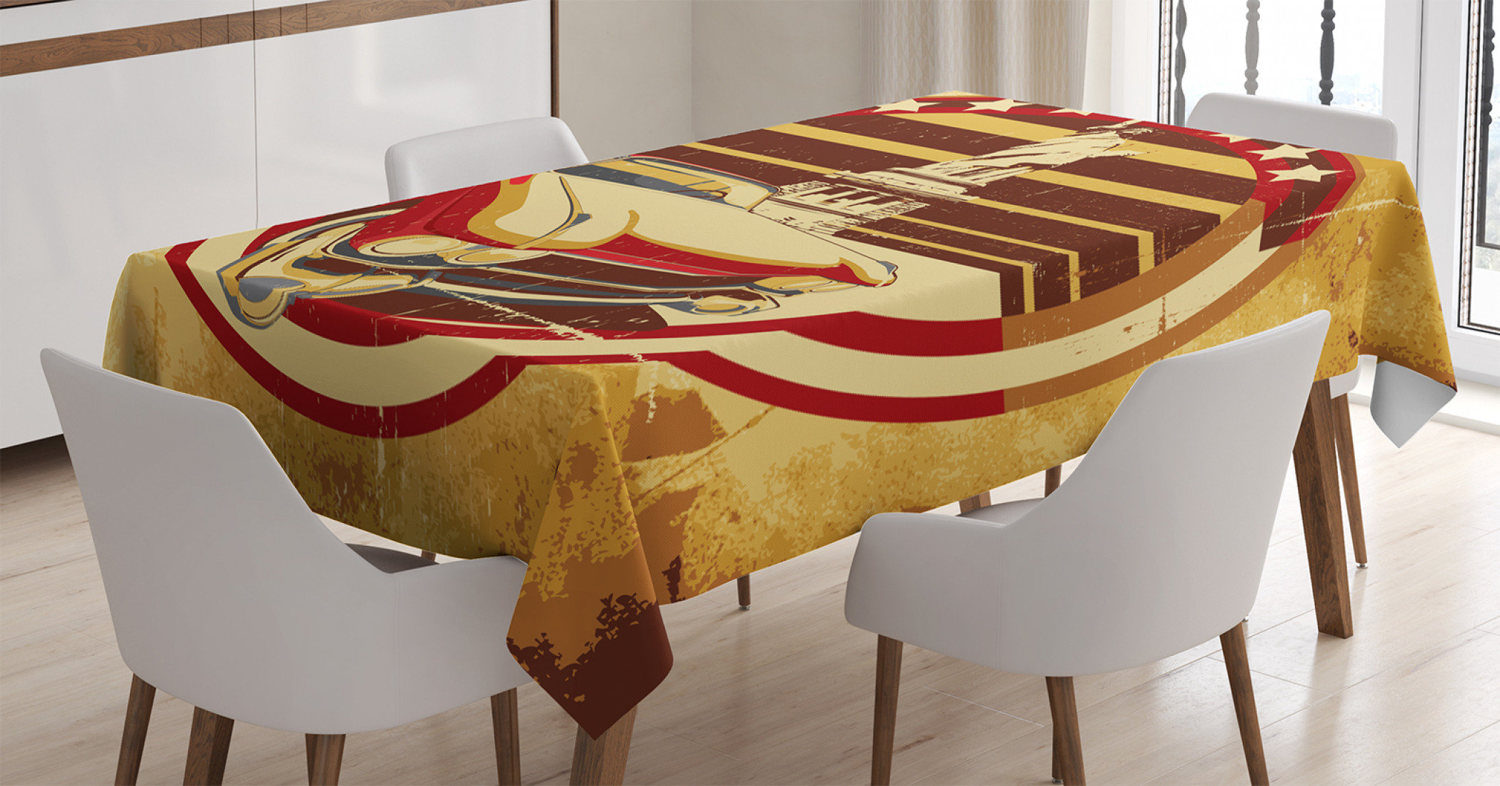 East Urban Home Vintage Car Tablecloth, Vintage Car Image American Of ...
