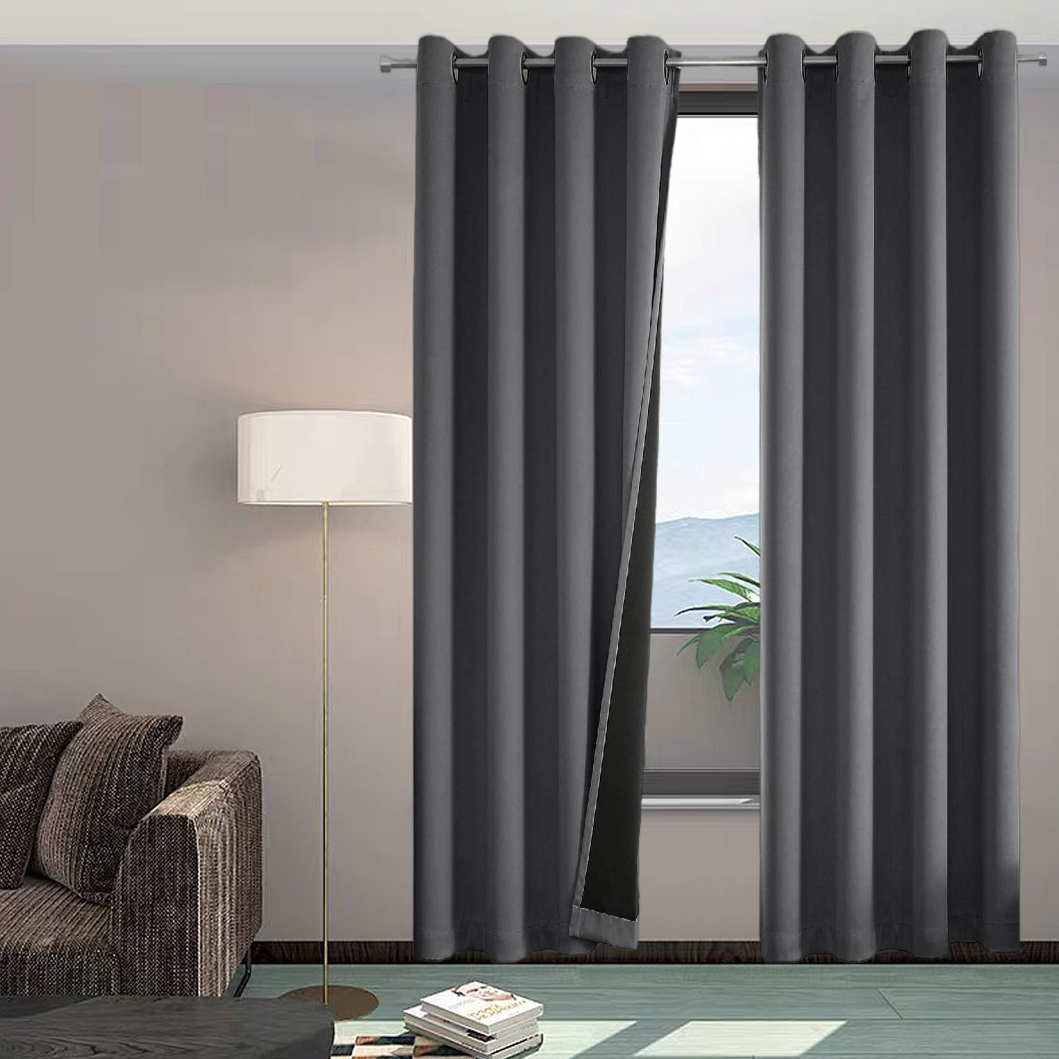 Eider & Ivory™ Shiflet Fabric Solid Max Blackout Thermal Grommet ...