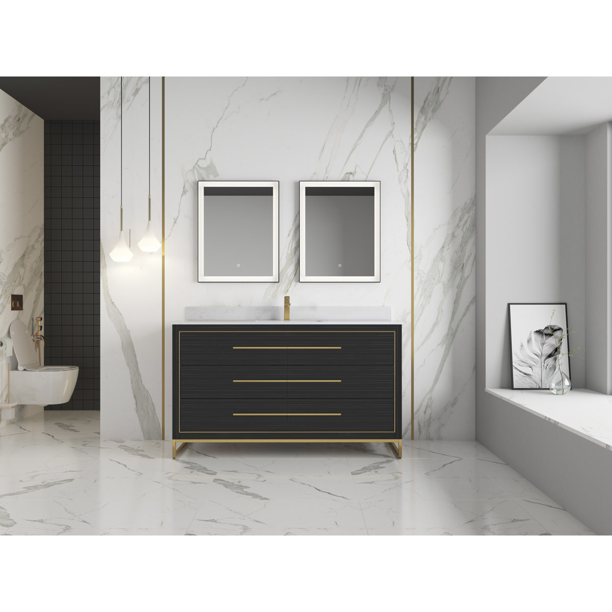 Everly Quinn Caron 60" Single Bathroom Vanity Set | Wayfair