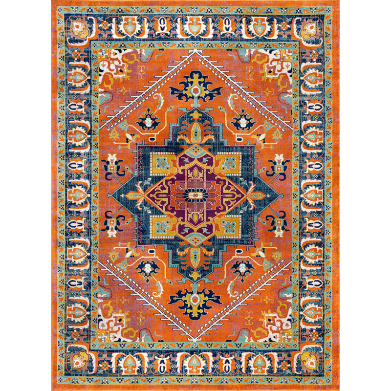 Bungalow Rose Depew Performance Orange/Pink/Blue Rug & Reviews | Wayfair
