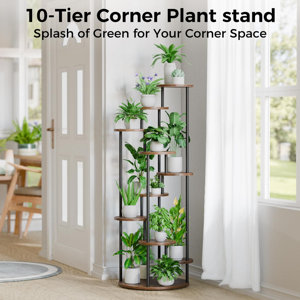 17 Stories 9 Tiered Plant Stand Indoor, Rotatable Corner Plant Stand ...