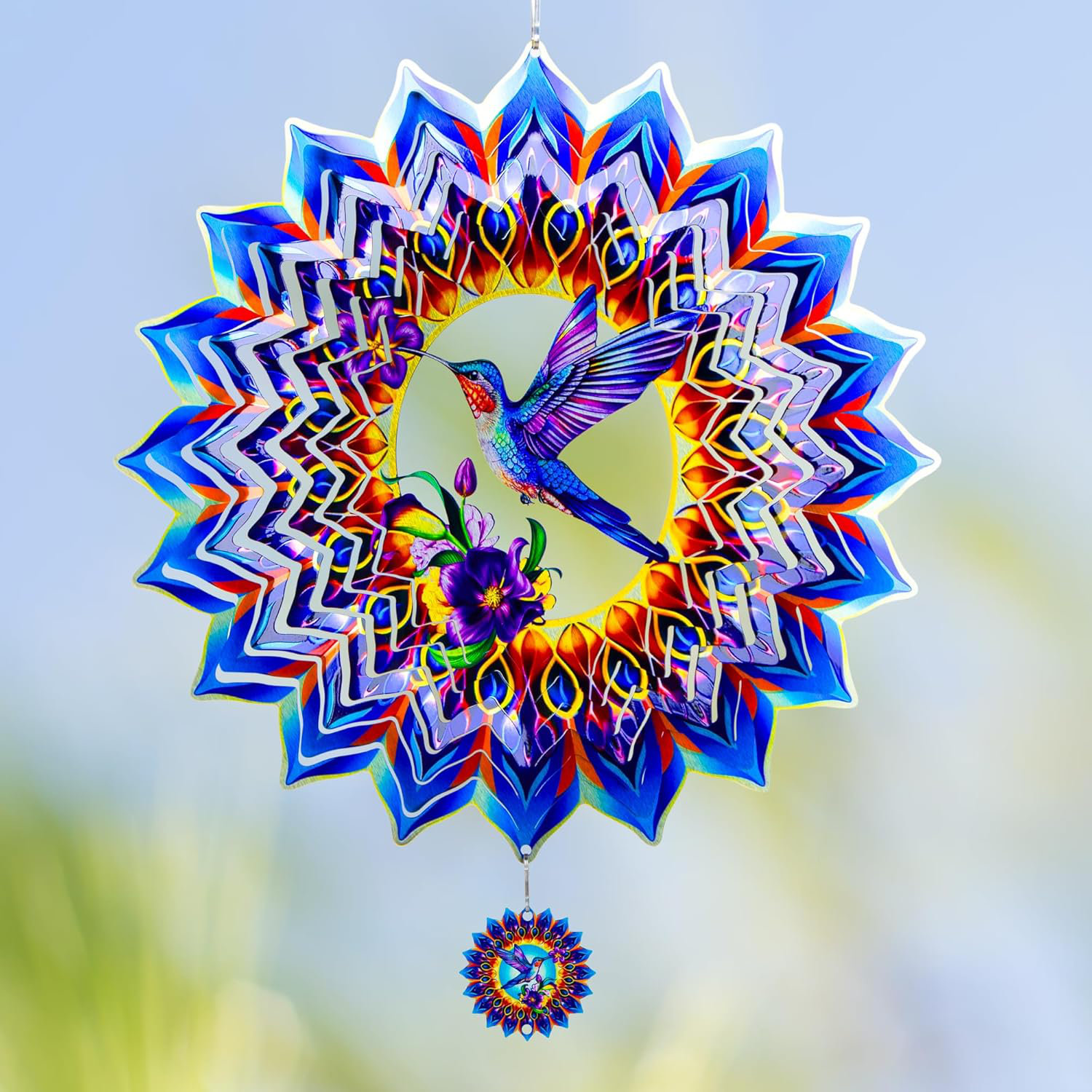 Arlmont & Co. Hummingbird Wind Spinner Hanging Wind Spinners Outdoor ...