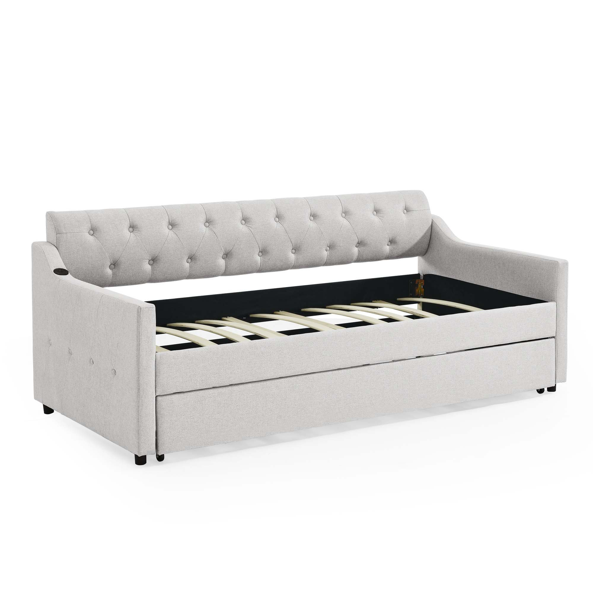 Wildon Home® Upholstery Daybed With Erectable Trundle And USB Charging ...