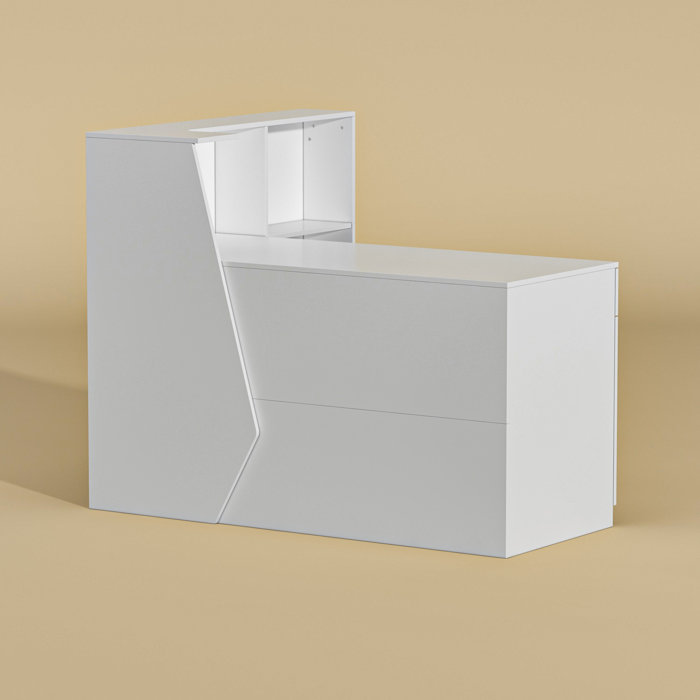 Inbox Zero Gurtha L-Shaped Manufactured Wood Reception Desk & Reviews ...