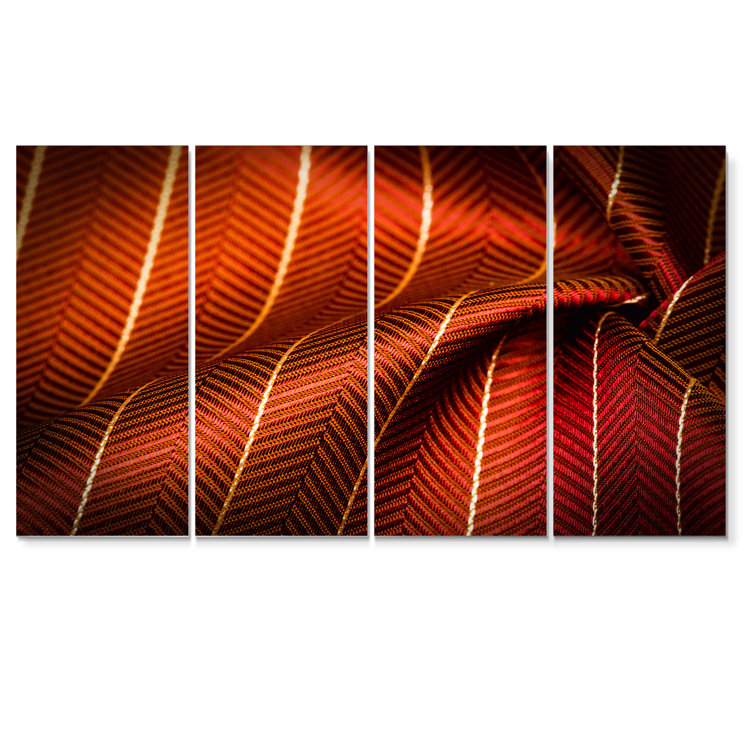 Everly Quinn Ruby Red Fabric with Gold Line III - 4 Piece Wrapped ...