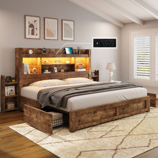 King Size Wood Storage Beds You'll Love | Wayfair