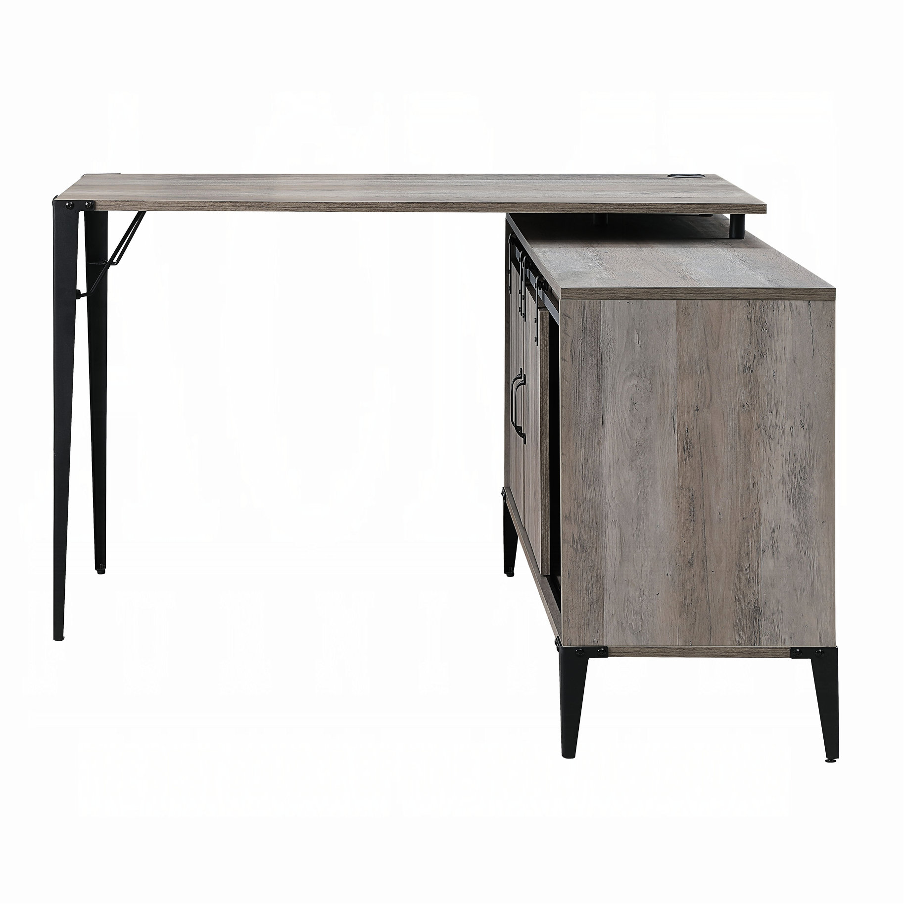 Gracie Oaks Modern Grey Office Desk With Sliding Door And Paper ...