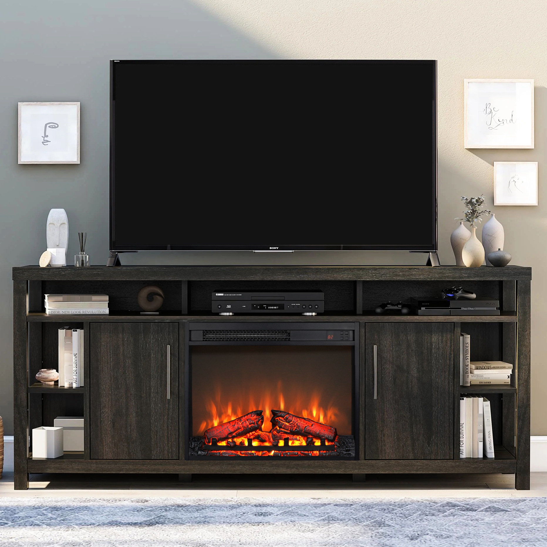 Wrought Studio™ 23" Electric Fireplace Insert - Ultra Thin Heater With ...