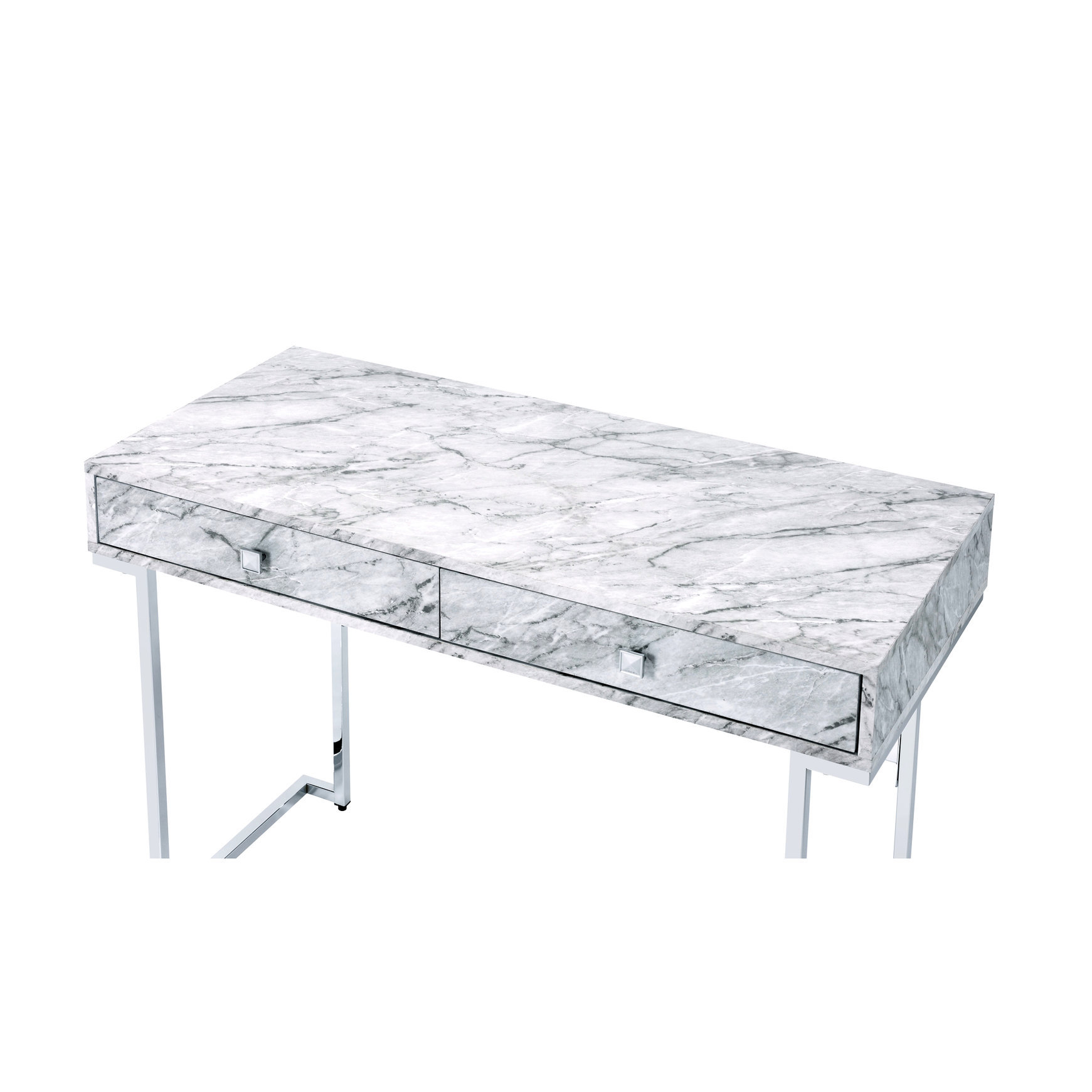 Latitude Run® Modern Writing Desk With White Marble-like Appearance And ...
