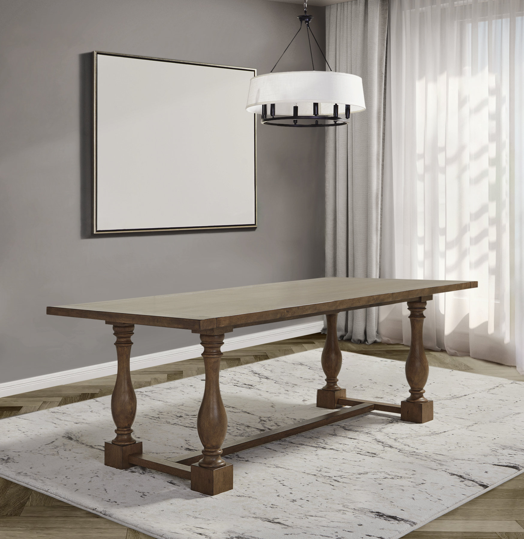Alcott Hill® Ciprian 95" Solid Wood Trestle Dining Table - Wayfair Canada