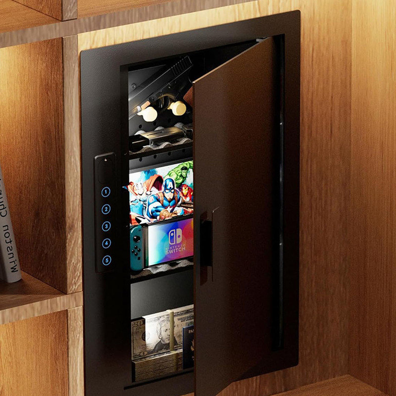 DEBLIT Quick Access Wall Gun Safe with Removable Pegboard & Shelfs ...