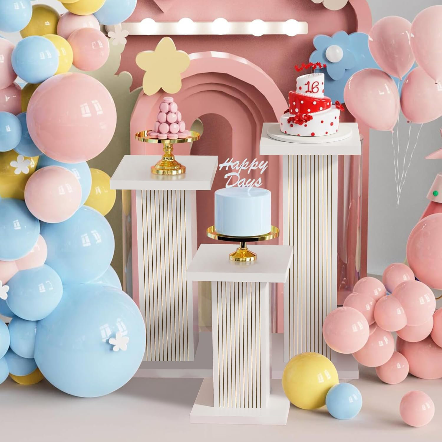 Hokku Designs 3Pcs White Square Pedestal Display Plinth Pillars for ...