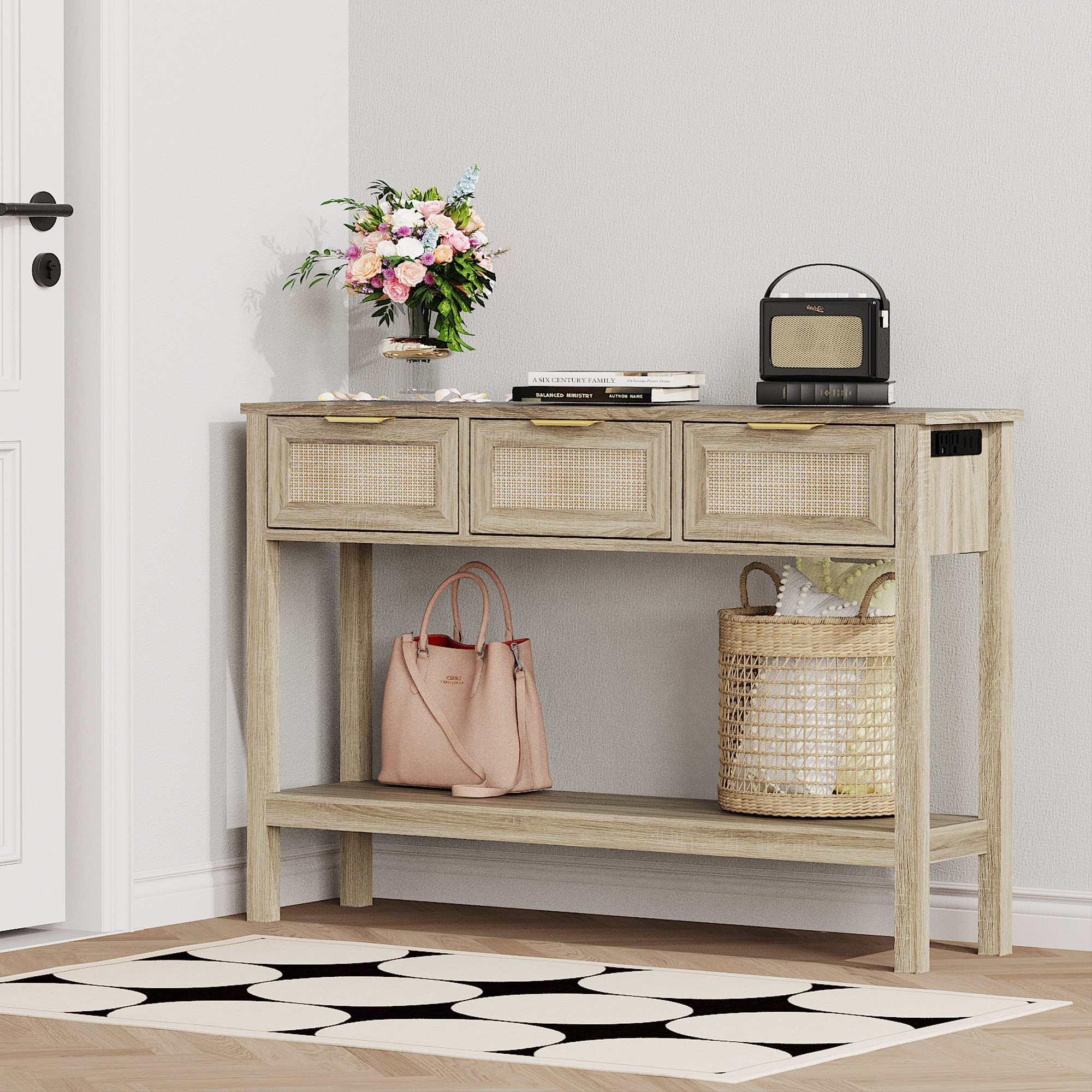 Bay Isle Home™ Entryway Table, Console Table With 3 Drawers & Open ...