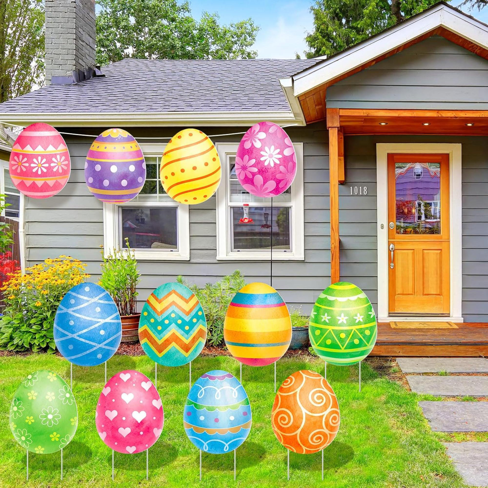 The Holiday Aisle® 12 Pcs Easter Yard Signs Lawn Sign With Stakes ...