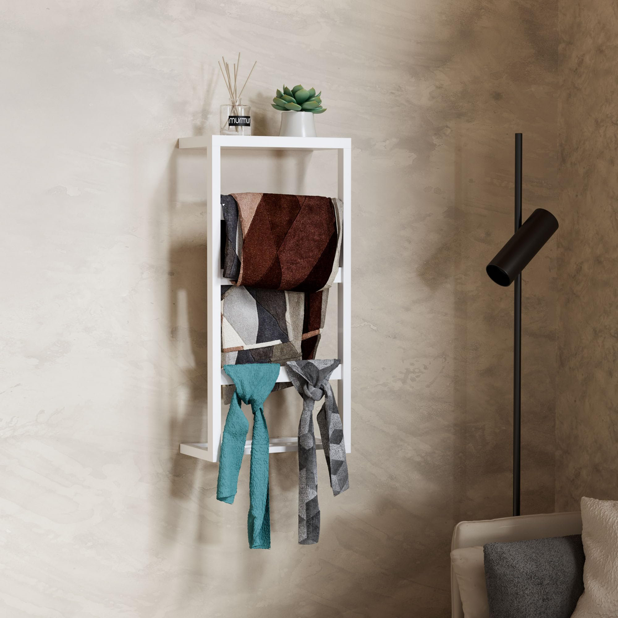 HUDSON & ASHTON LLC Bamboo Wall Mounted Ladder Rack, Four-Layer Non ...