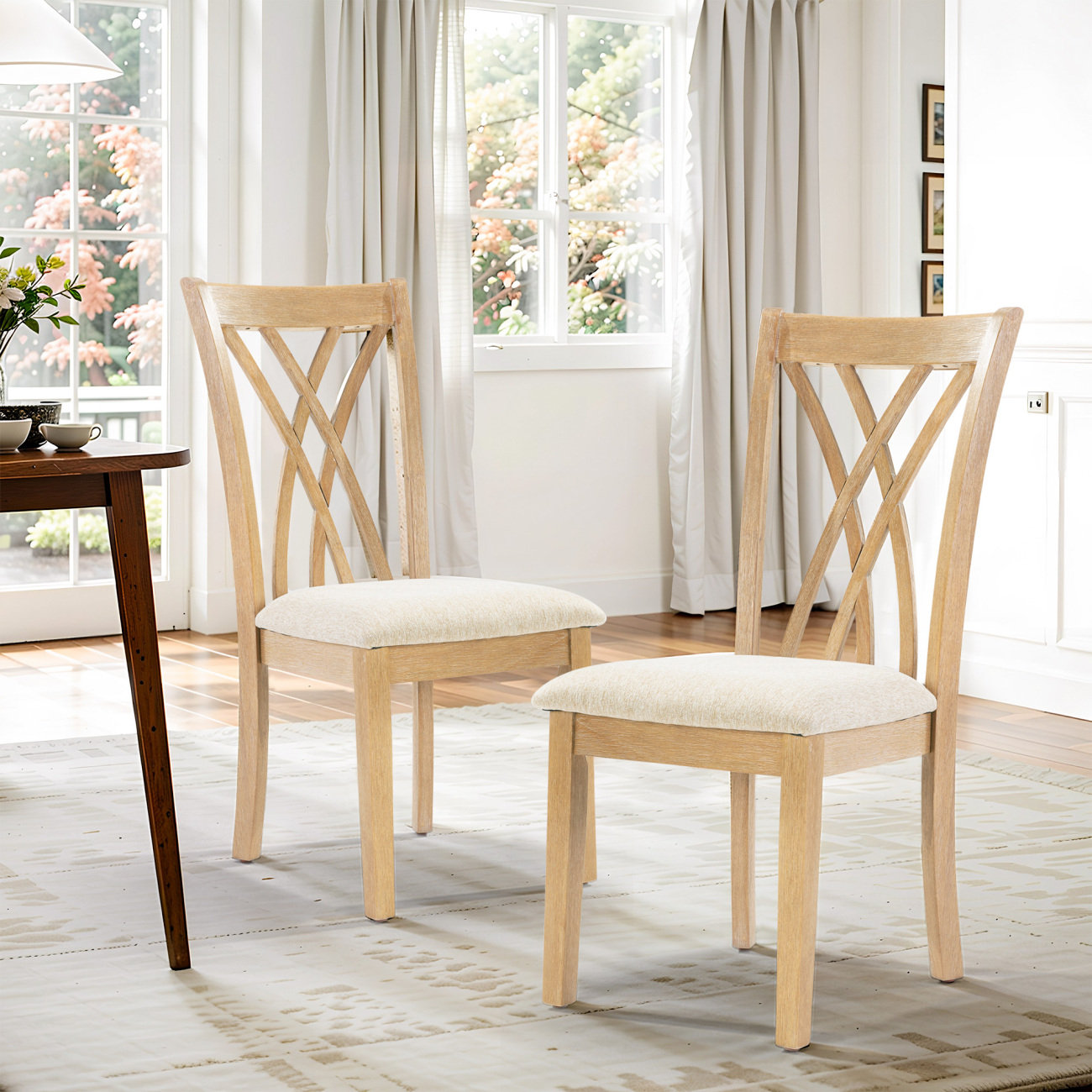George Oliver Off-Dining Chairs Set Of 2, Rubberwood Legs With ...