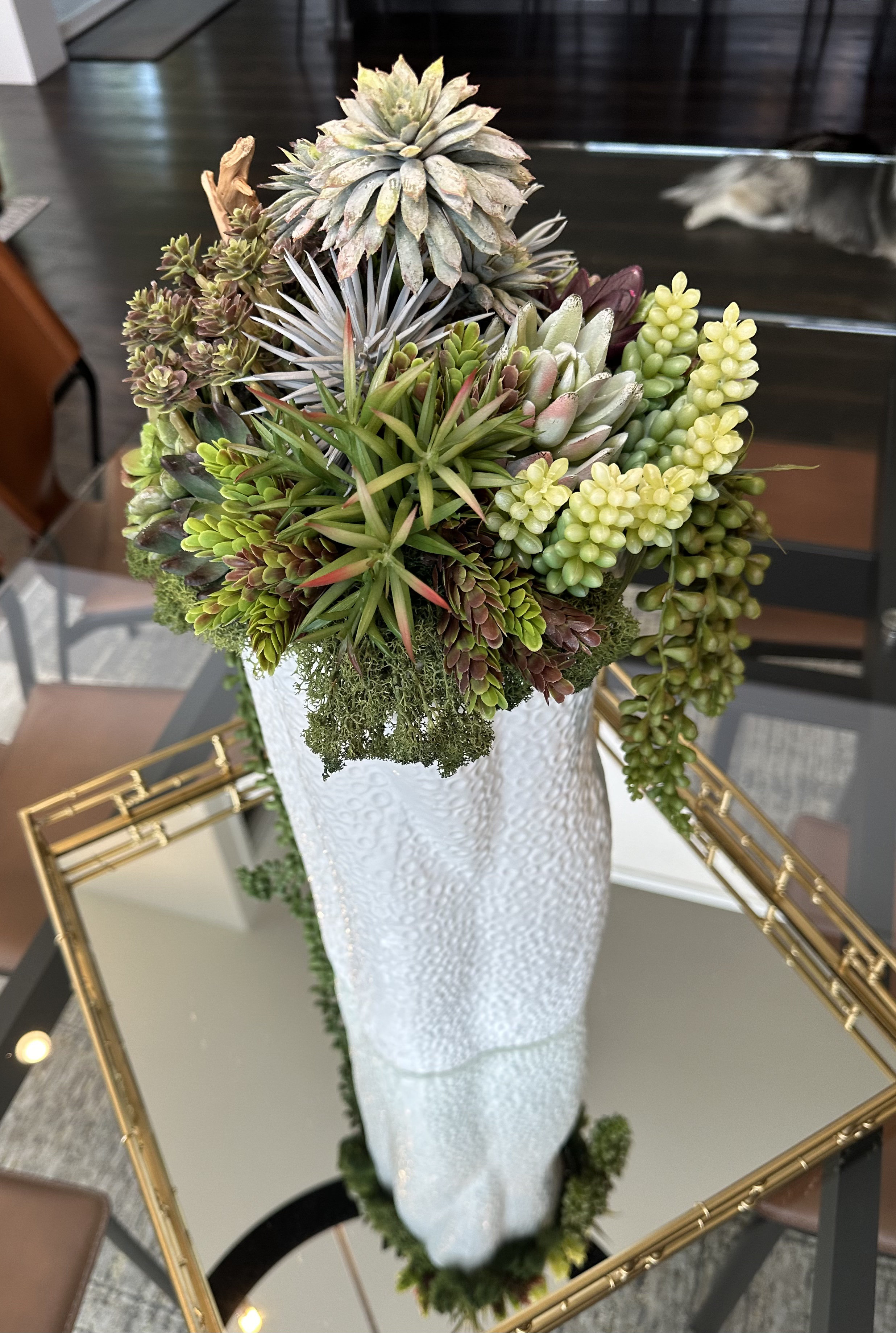 Succulent Designs by Abel Magana Succulent Design on White Tall Ceramic ...