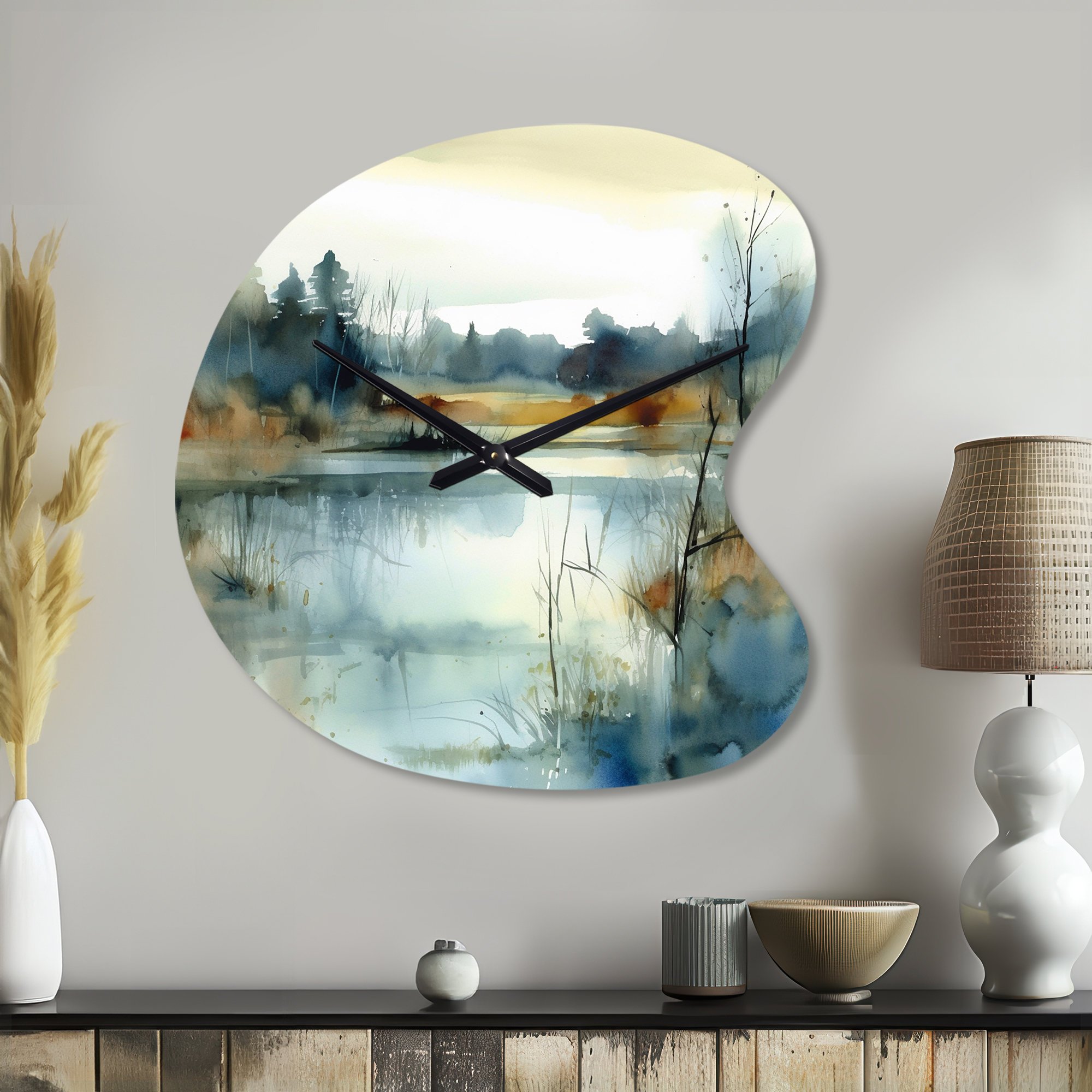 Design Art Summer Lake Landscape Illustration II - Drop Shape Unique ...