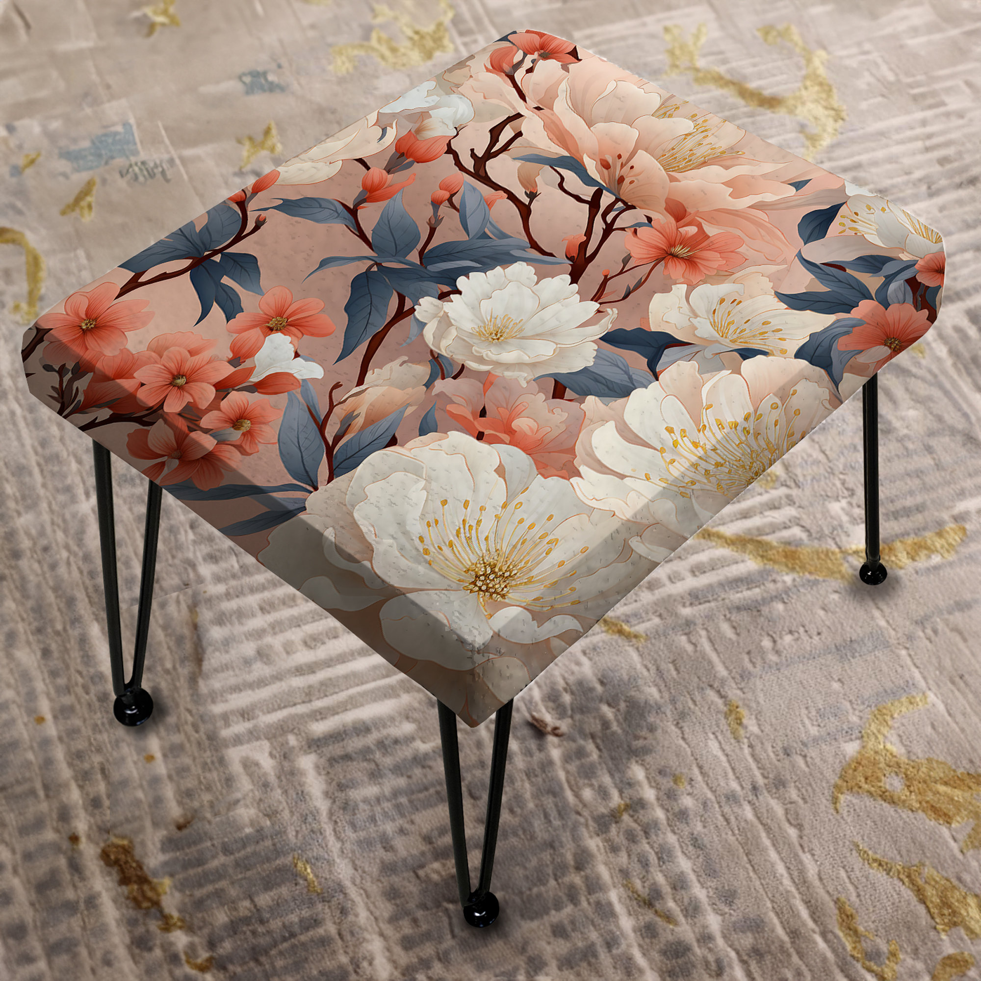 Design Art Japanese Zen Garden Botanical Pattern - Floral Rectangle ...